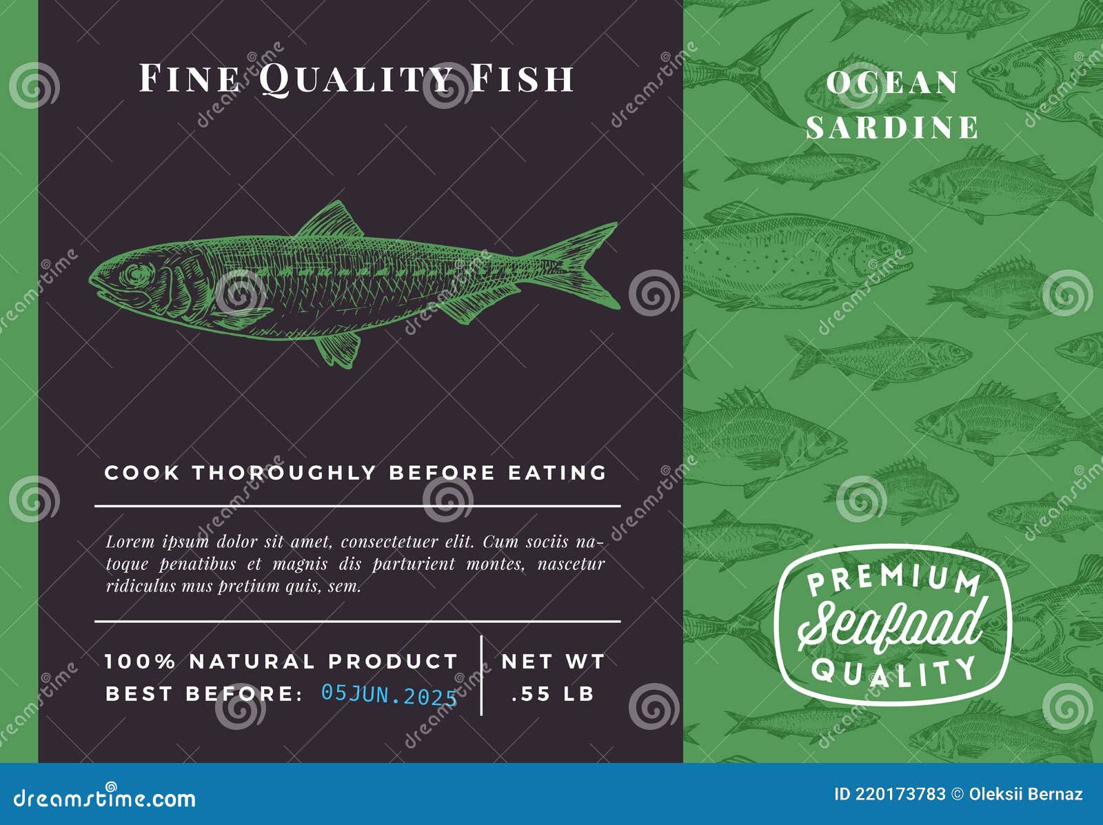 Premium Quality Ocean Sardine Abstract Vector Packaging Design or Label ...