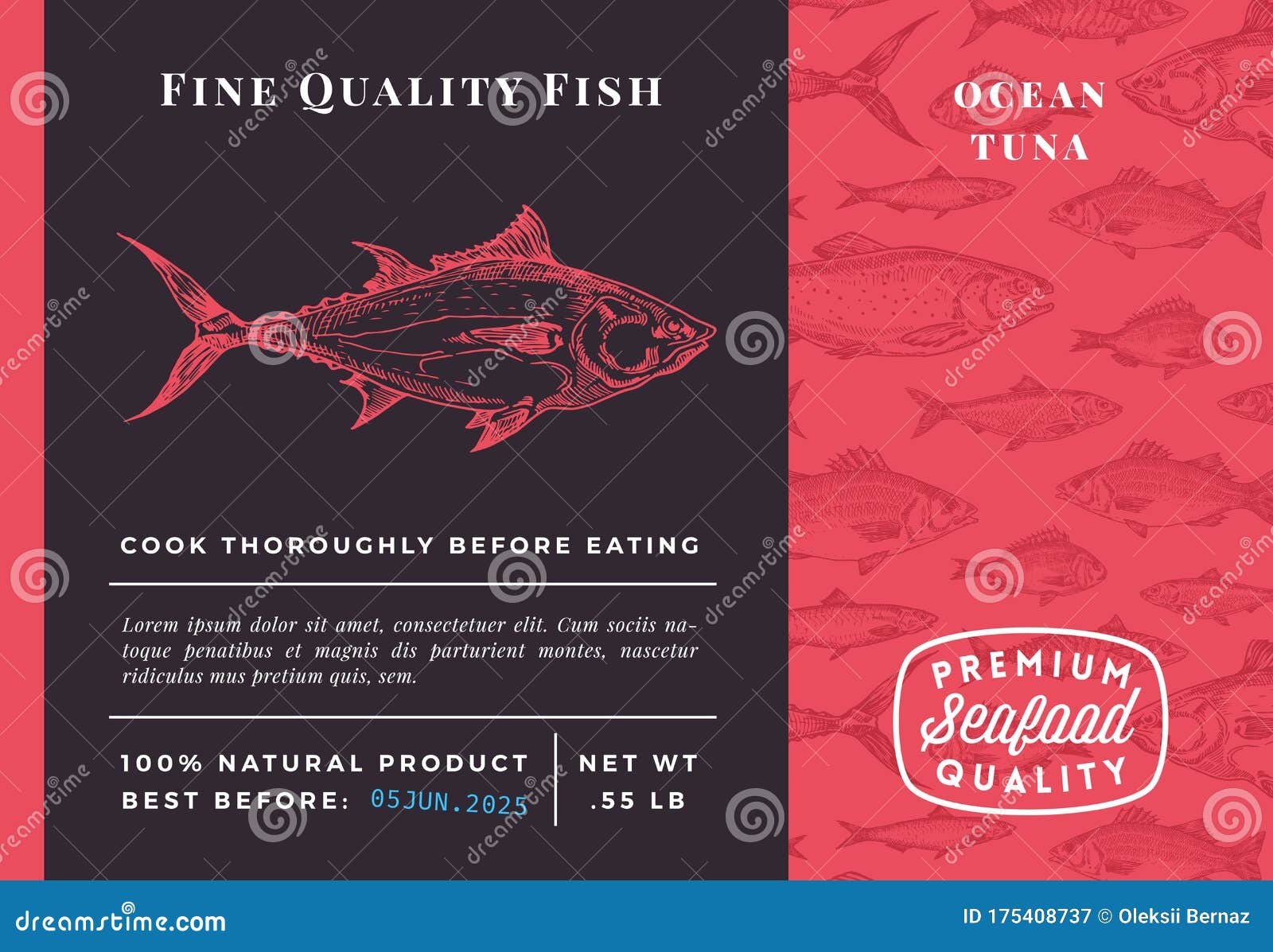 Premium Quality Ocean Tuna Abstract Vector Packaging Design or Label ...