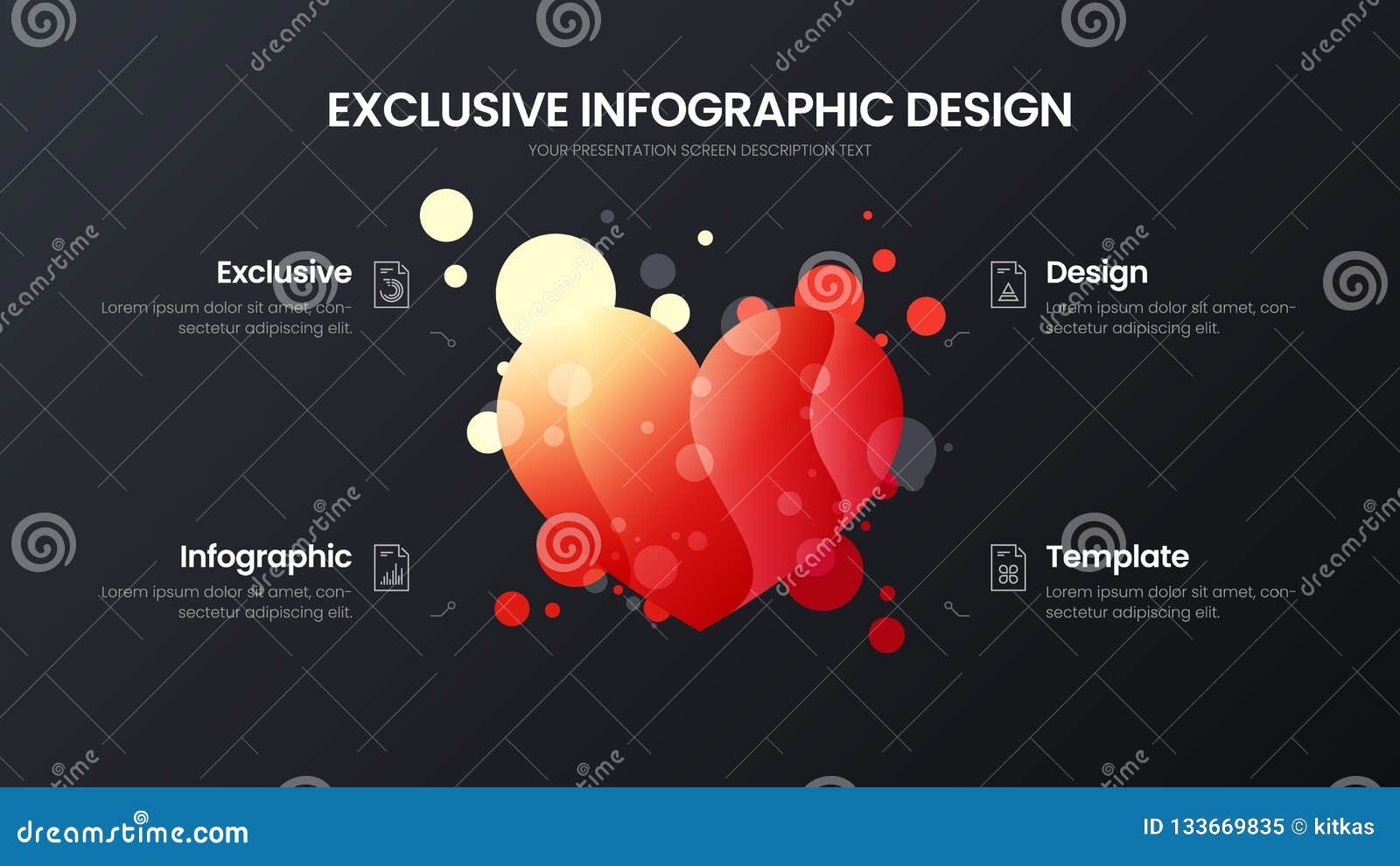 4 Option Heart Marketing Analytics Vector Illustration Template ...
