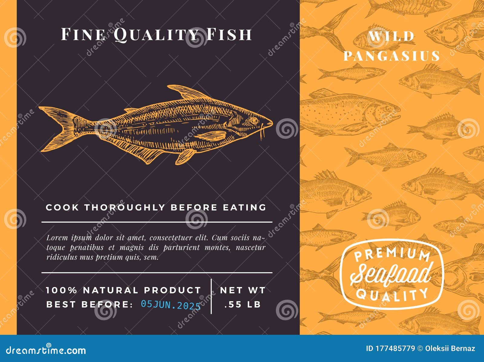 Vector Pangasius Flat Style Packaging Design. Tuna Illustration And ...