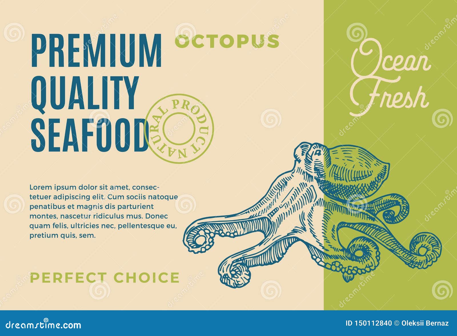 Premium Quality Seafood. Abstract Vector Packaging Design or Label ...