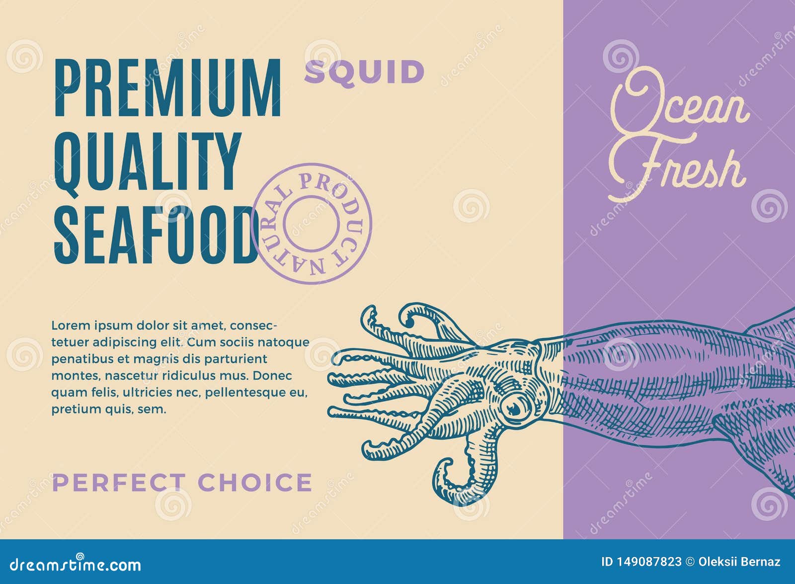 Premium Quality Seafood. Abstract Vector Packaging Design or Label ...