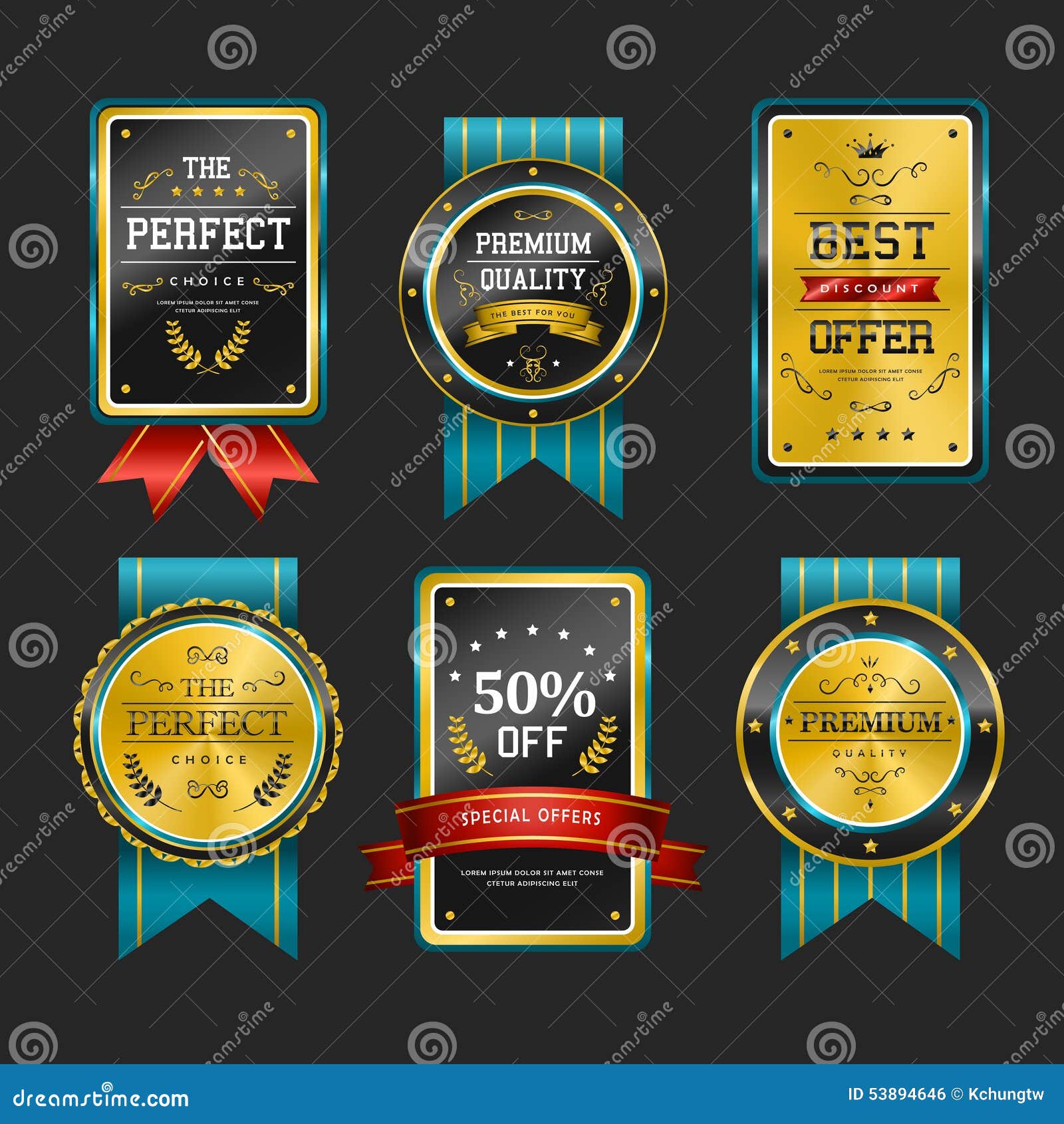 Premium Quality Sparkling Golden Labels Collection Stock Vector ...