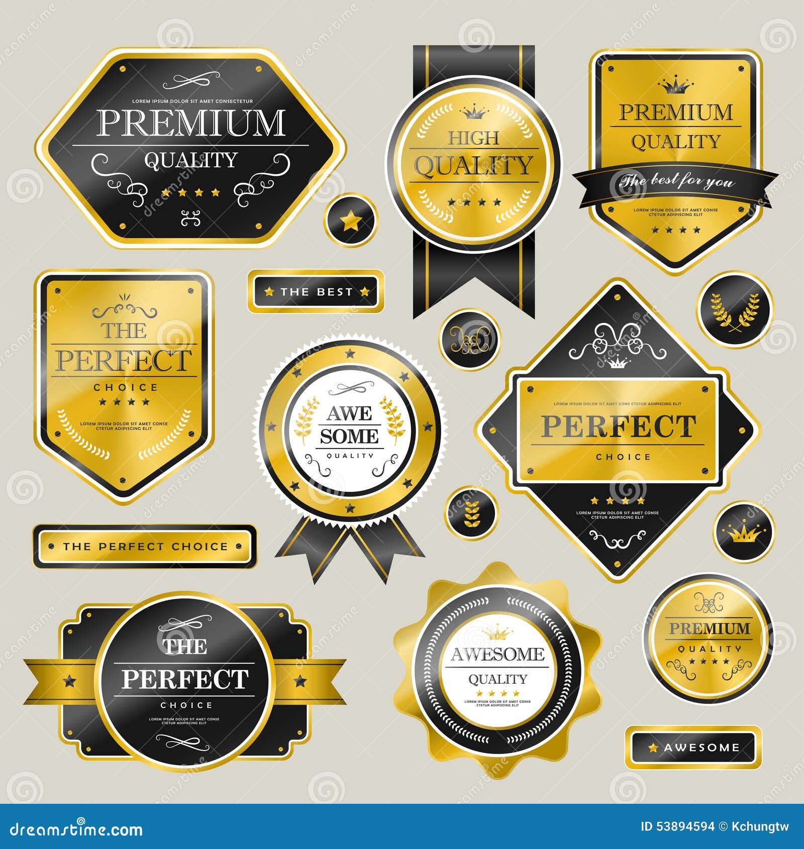 Premium Quality Sparkling Golden Labels Collection Stock Vector ...