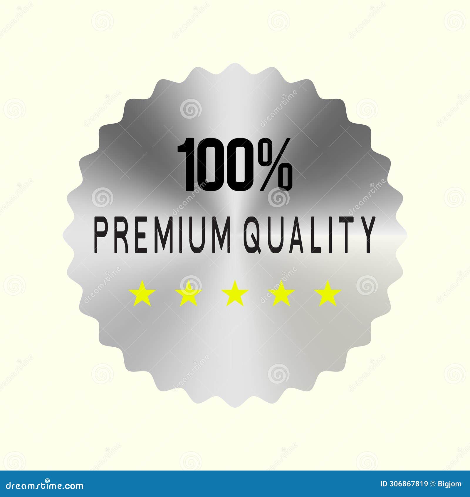 100 Premium Quality 5 Stars Badge Silver Metallic Logo Stock Vector ...