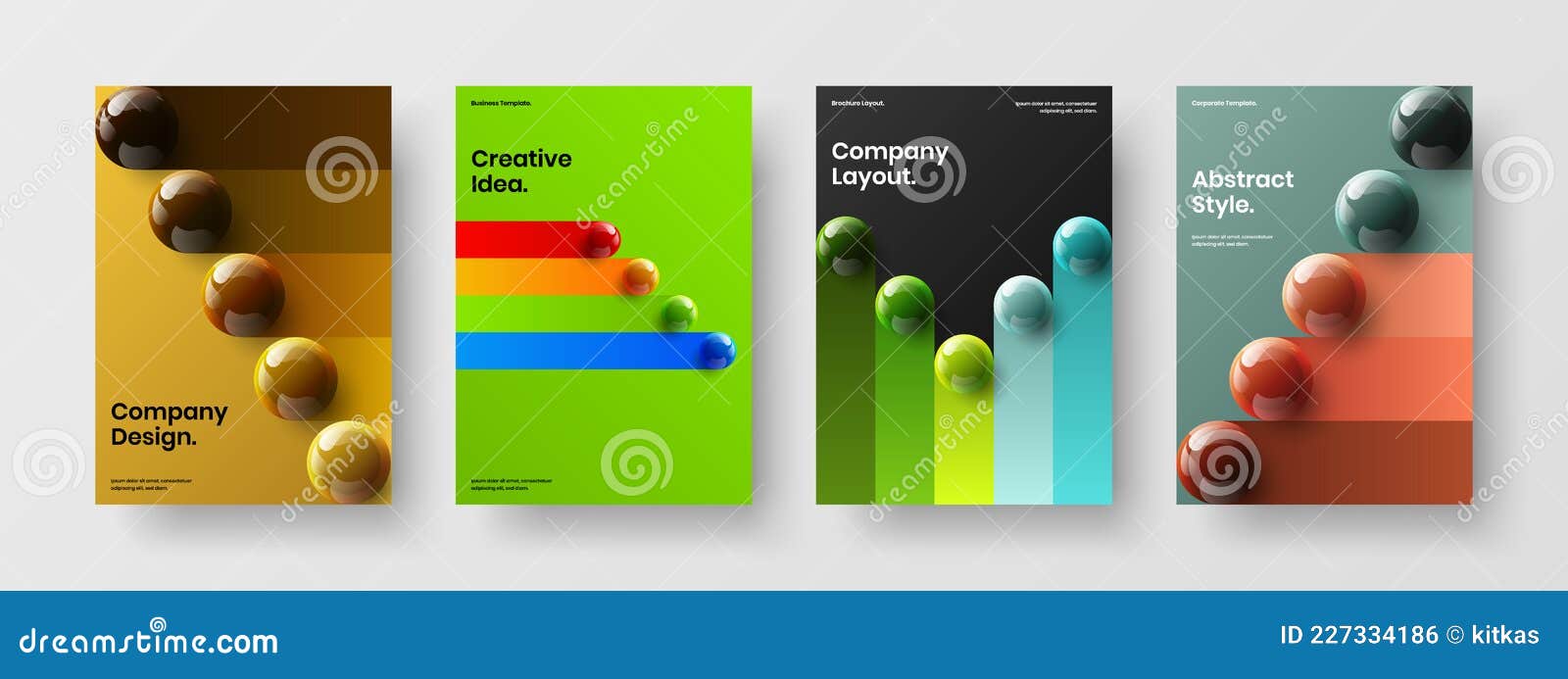 Premium Realistic Balls Poster Concept Bundle Stock Vector ...