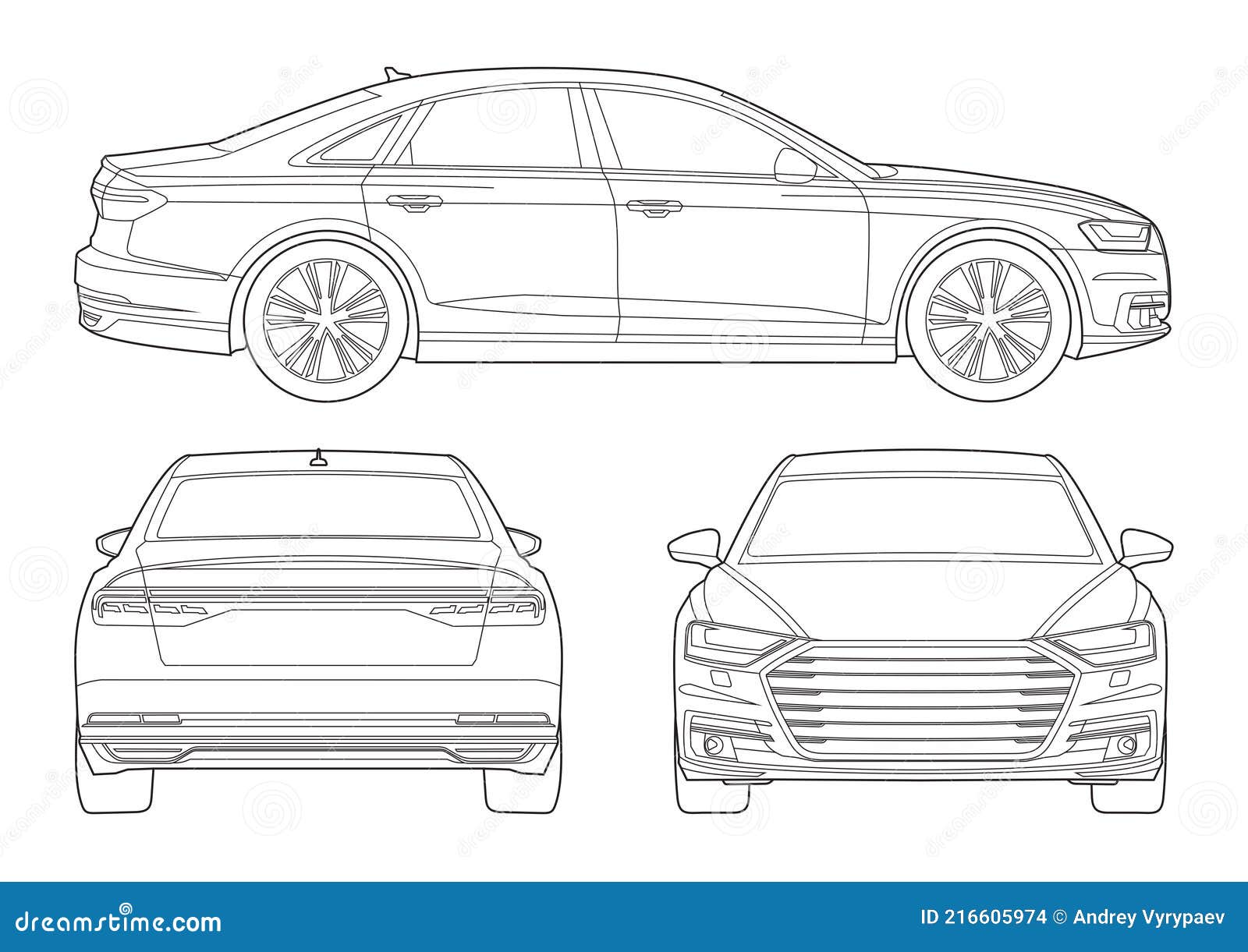 Contour Layout of the Sedan. Stock Vector - Illustration of contour ...