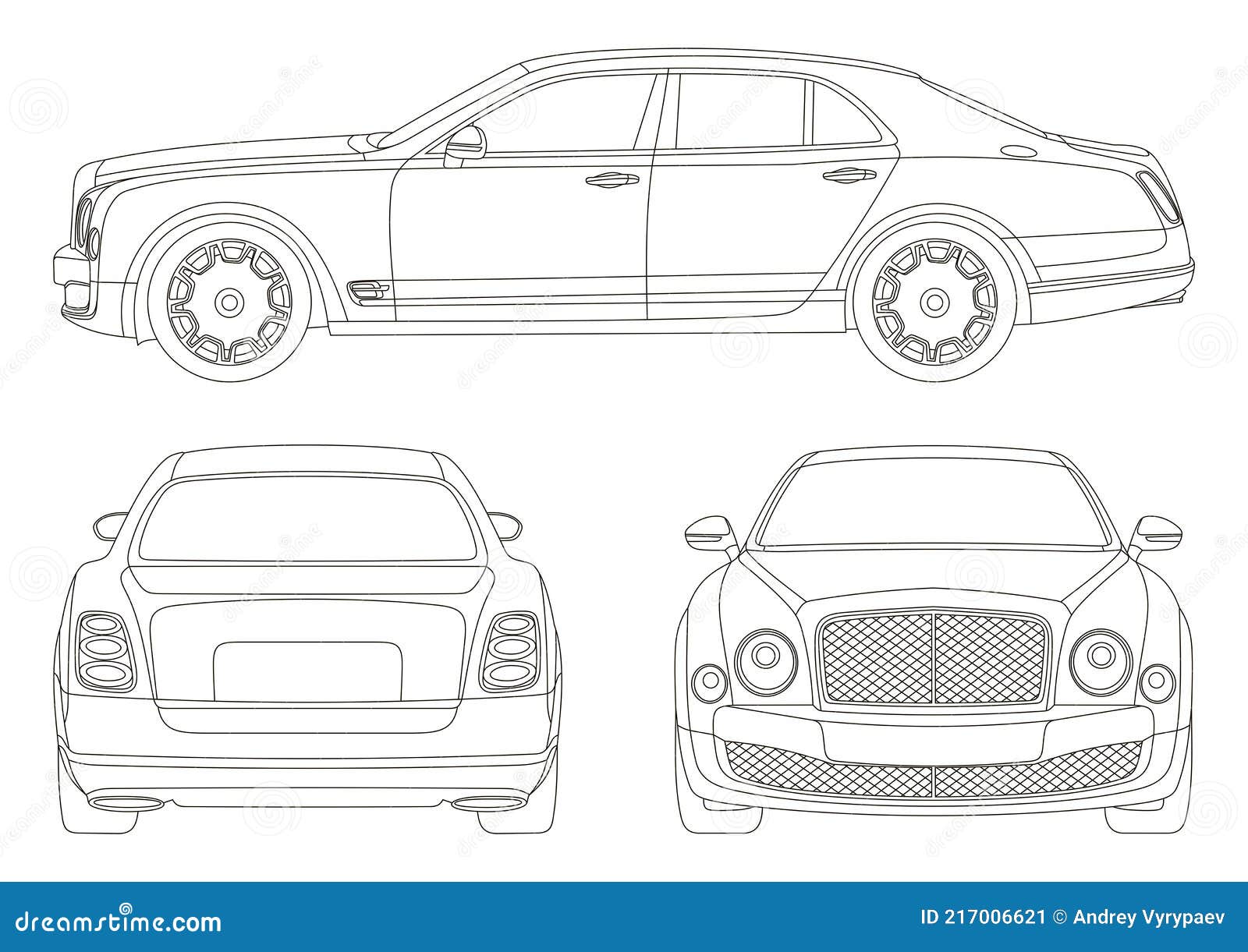 Premium sedan contour stock vector. Illustration of model - 217006621