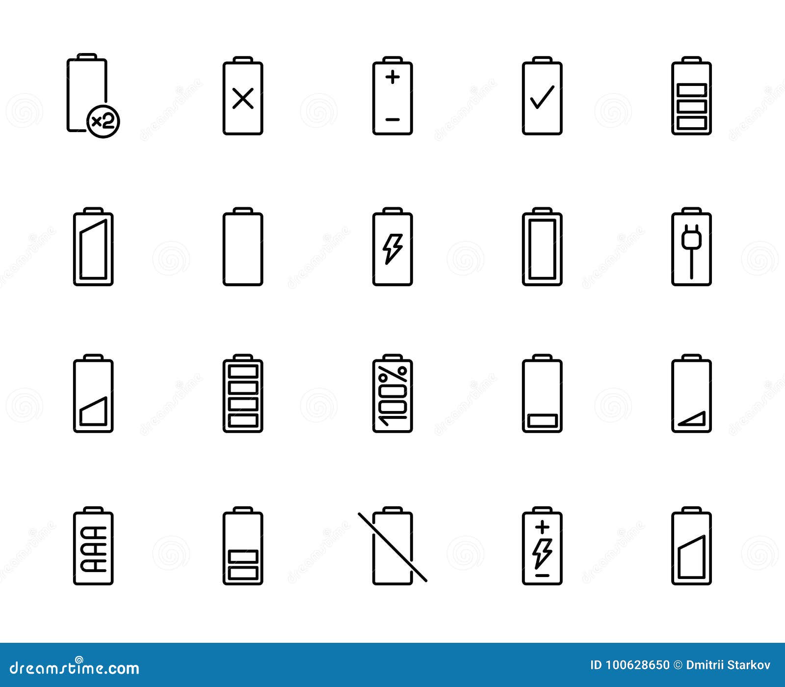 Premium Set of Battery Line Icons. Stock Vector - Illustration of minus ... Premium Set of Battery Line Icons. Stock Vector - Illustration of minus ...
