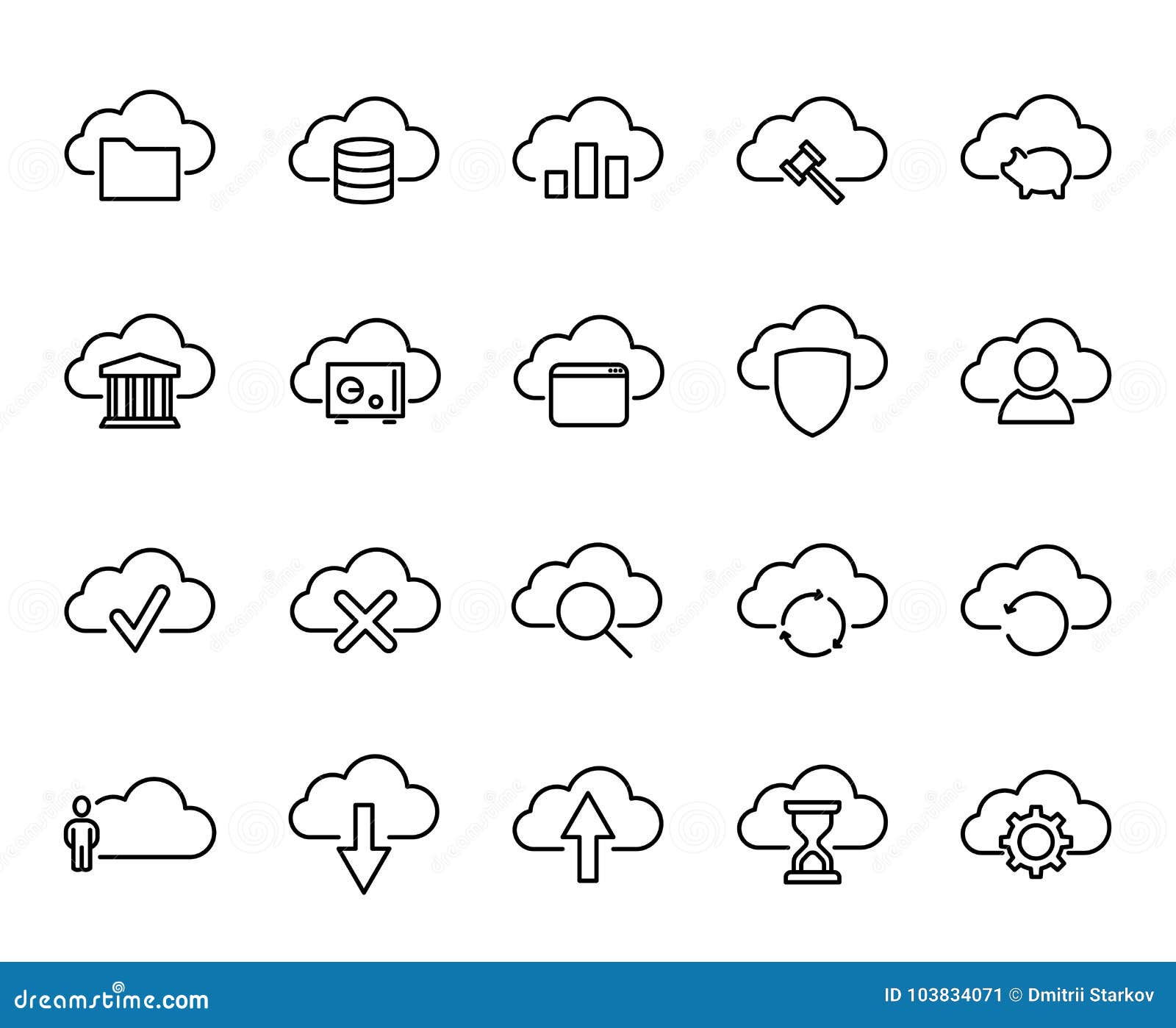 Premium Set of Computer Cloud Line Icons. Stock Vector - Illustration ...