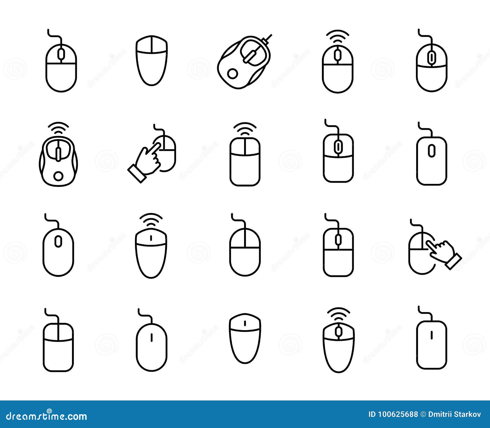 Premium Set of Computer Mouse Line Icons. Stock Vector - Illustration ...