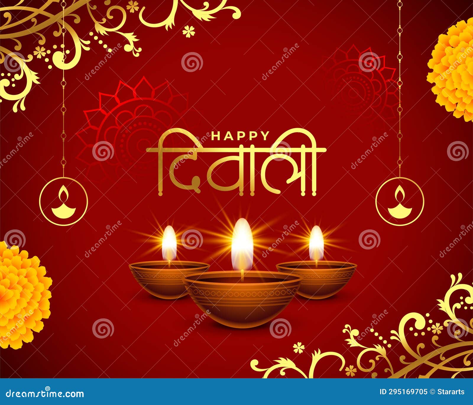 Premium Shubh Deepavali Greeting Background with Shiny Diya and Floral ...