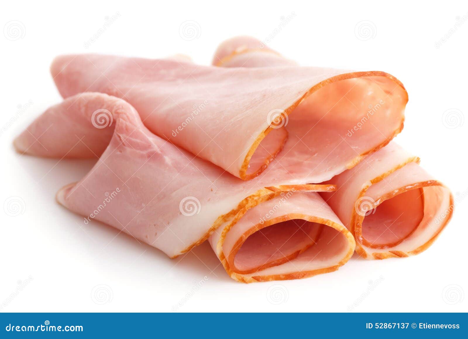 Premium slices of ham stock image. Image of sliced, rolled - 52867137
