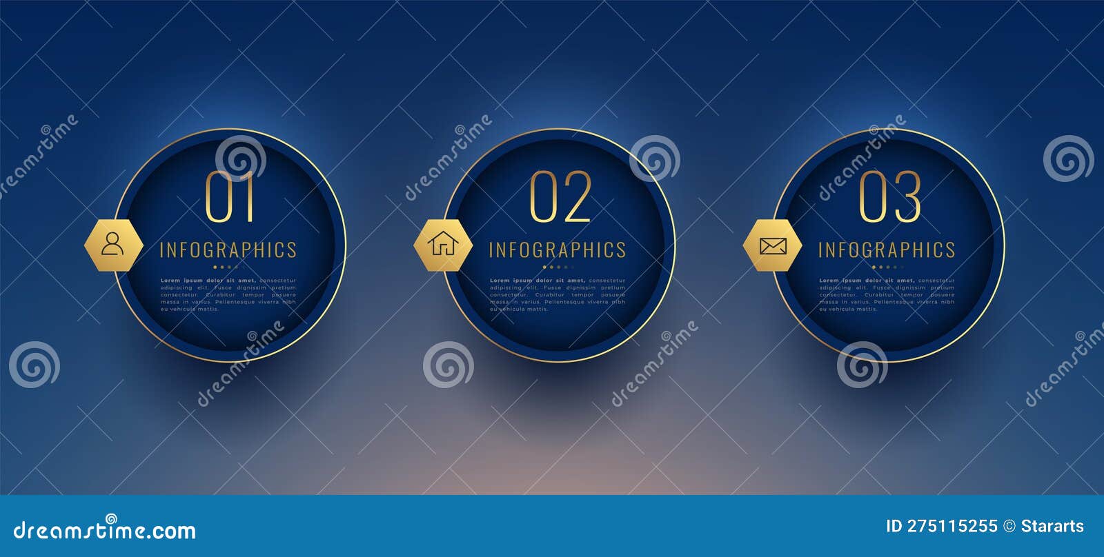 Premium 3 Step Process Infographic Banner for Web Presentation Stock ...