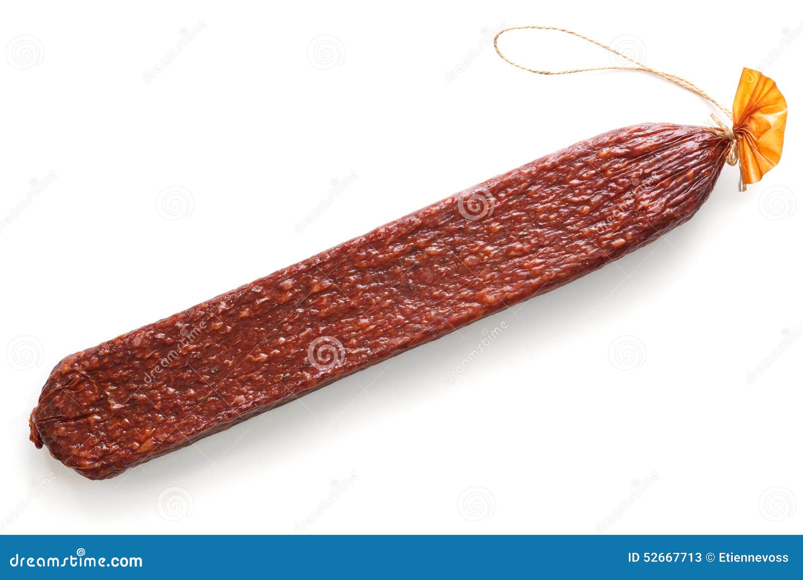 Premium Stick of Salami with String. Stock Image - Image of dark ...