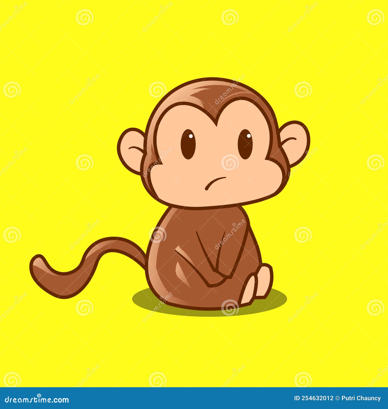 Premium Vector L Image of a Cute Monkey Dreaming. Mascot Logo Stock ...