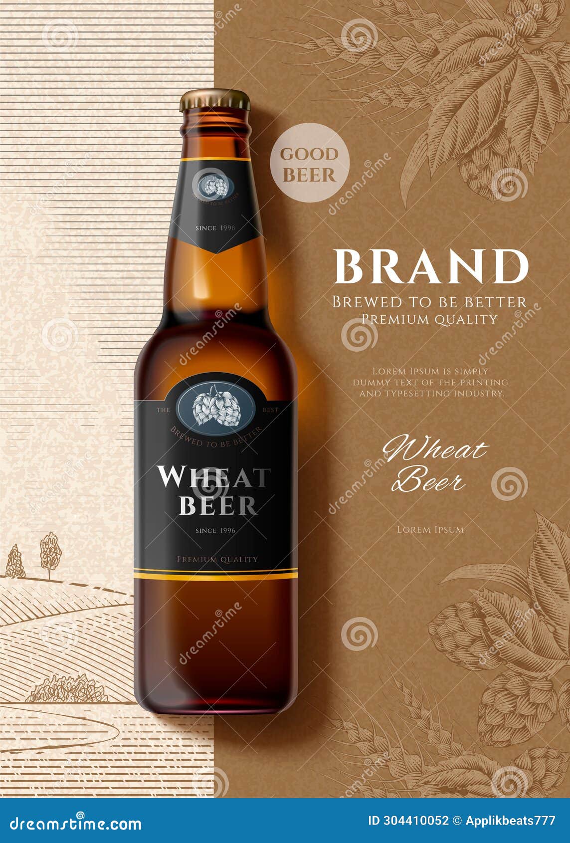 Premium Wheat Beer Advertisement Stock Vector - Illustration of ...