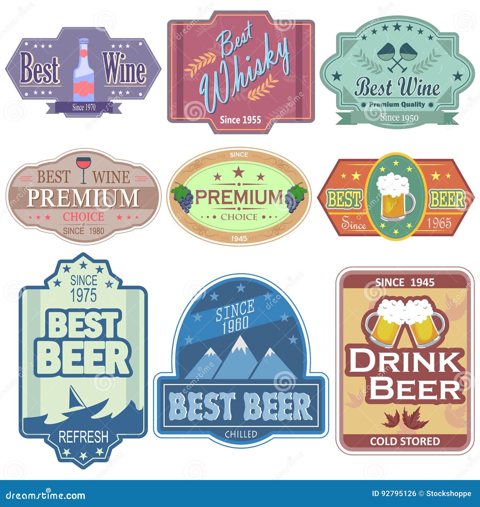 Premium Wine and Beer Label Tag Sticker for Advertisement Stock Vector ...