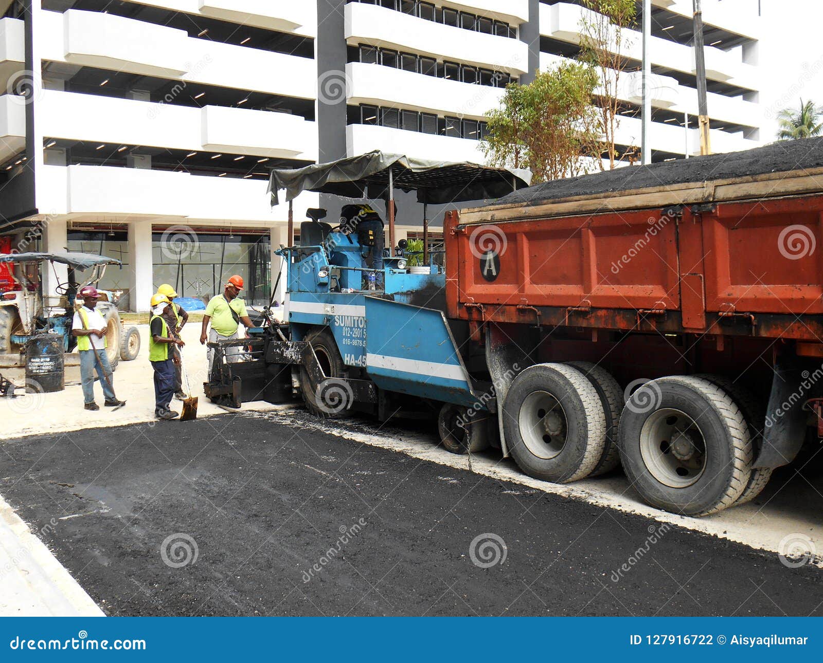Premix Work By Construction Workers. Editorial Photo | CartoonDealer ...