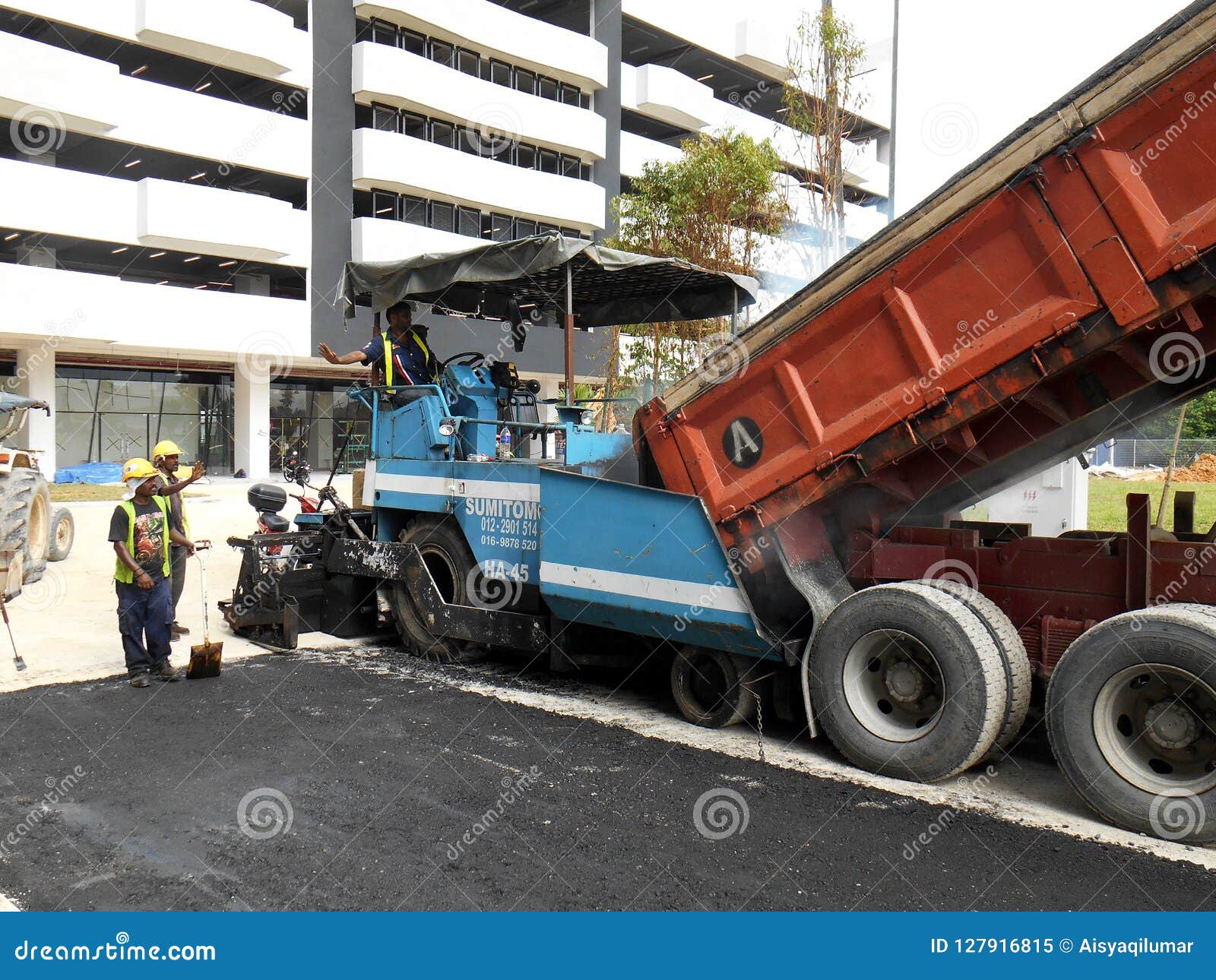 Premix Work by Construction Workers. Editorial Image - Image of machine ...