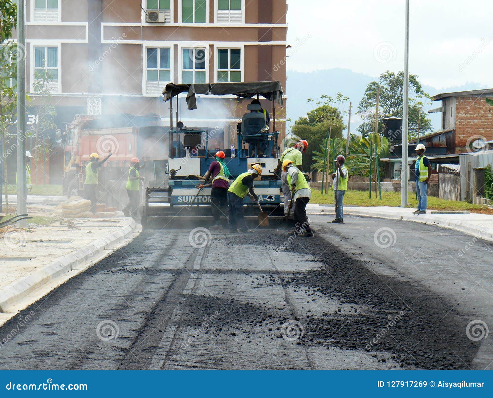 Premix Work By Construction Workers. Editorial Photo | CartoonDealer ...