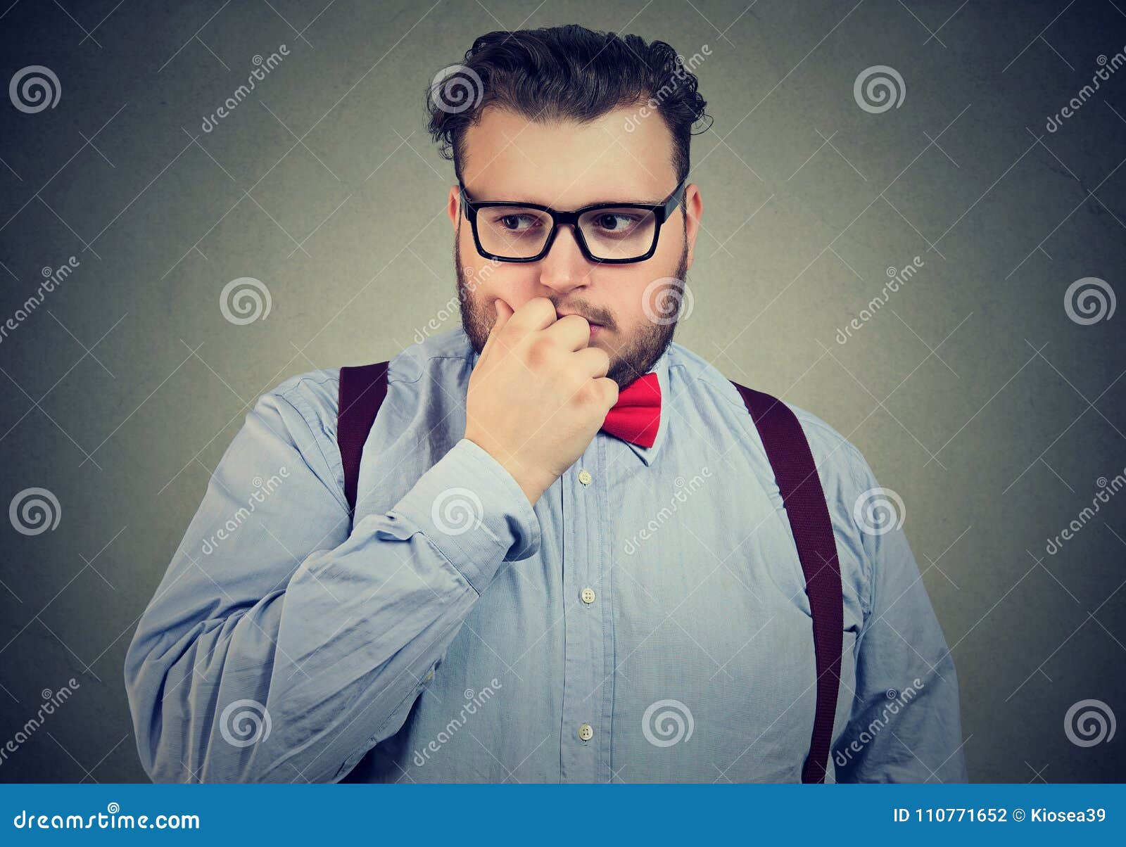 Preoccupied Anxious Young Man Looking Down Stock Photo - Image of doubt ...