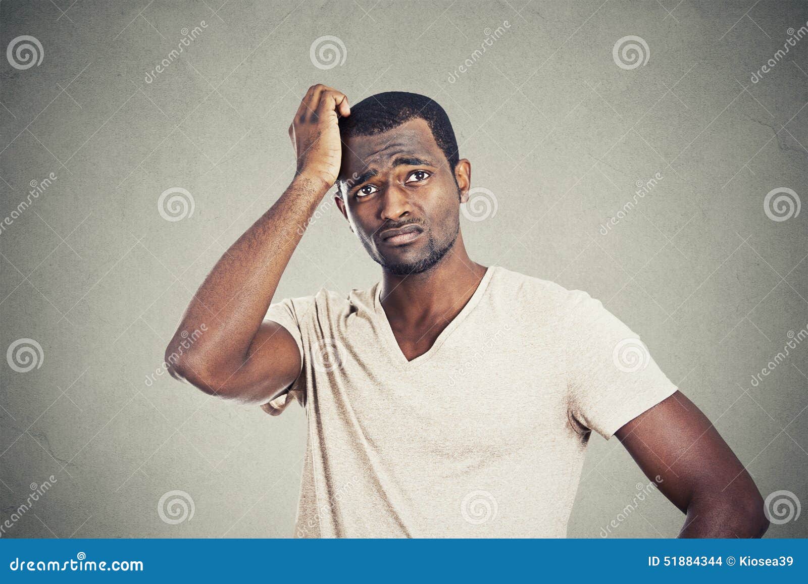 Preoccupied man stock photo. Image of background, american - 51884344