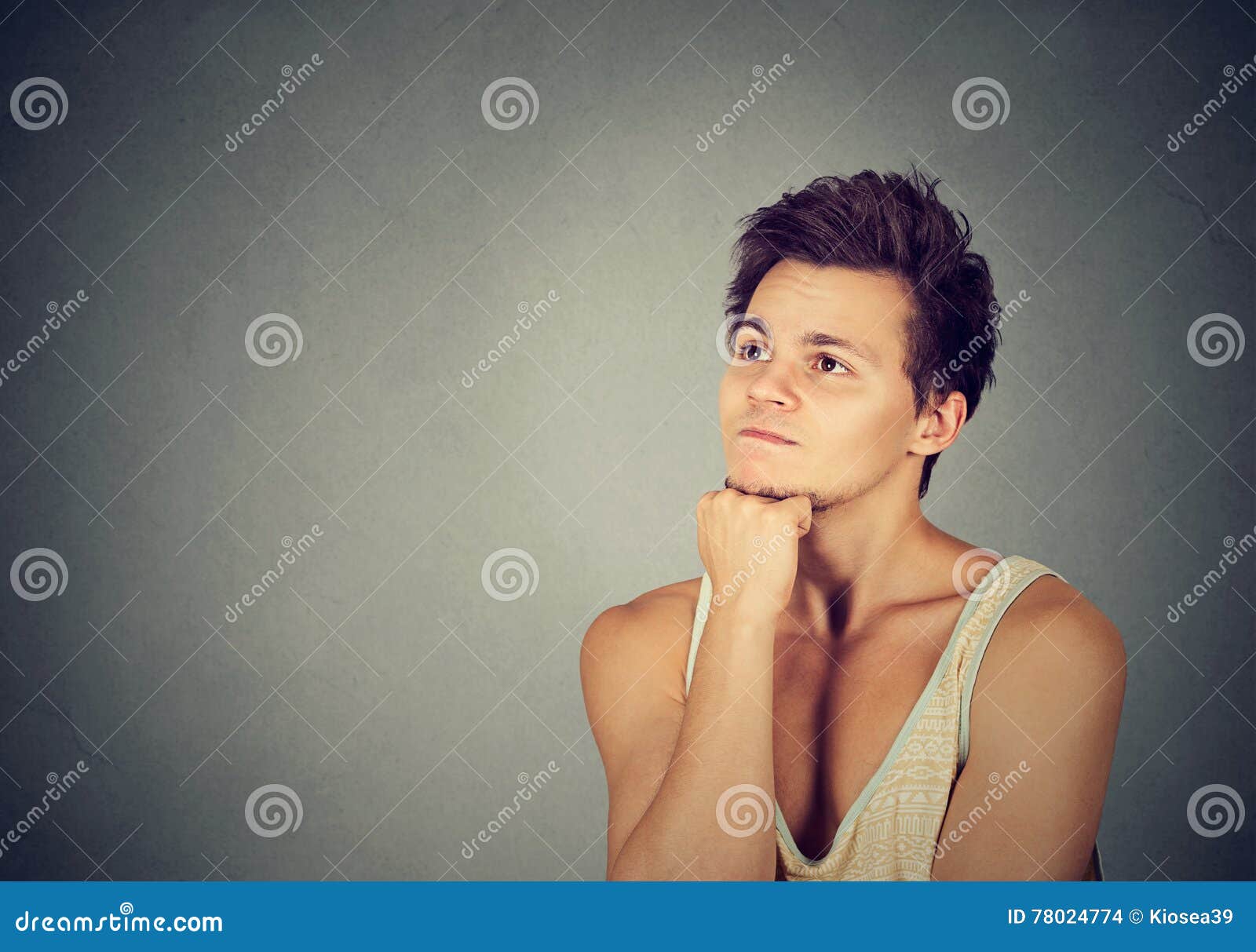 Preoccupied Thinking Man Looking Up Stock Photo - Image of future ...