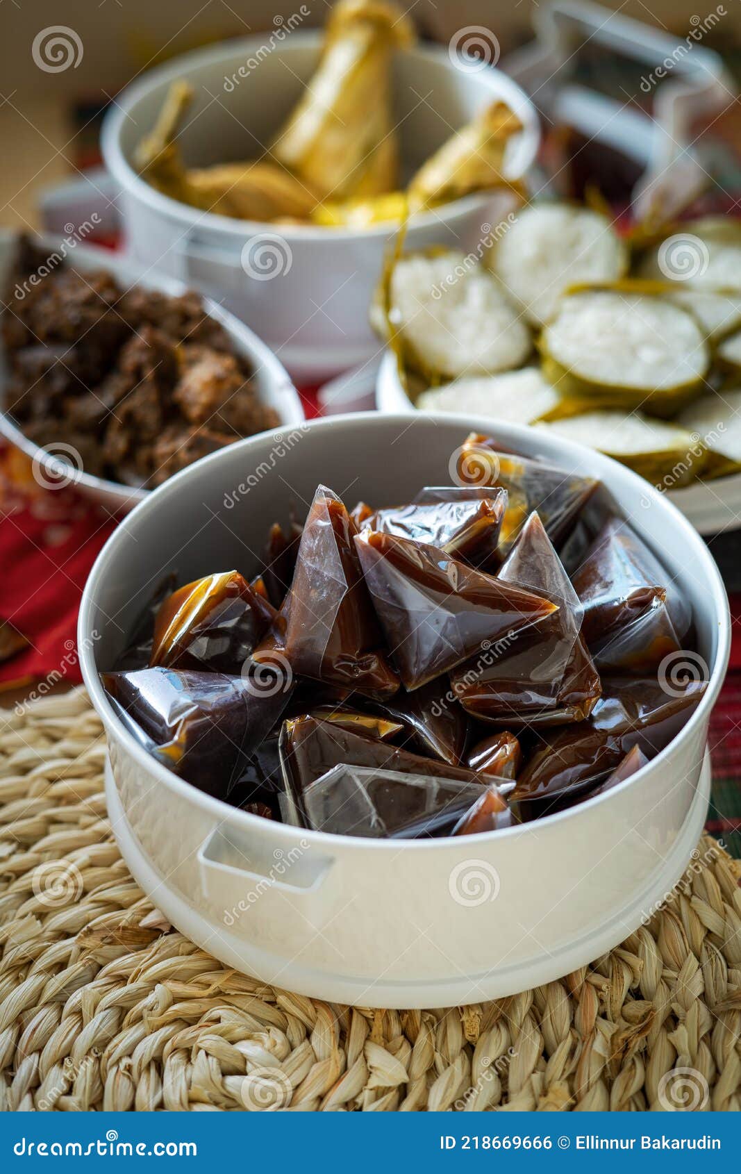Prepacked Bite Size Dodol in a Container during Raya Celebration in ...