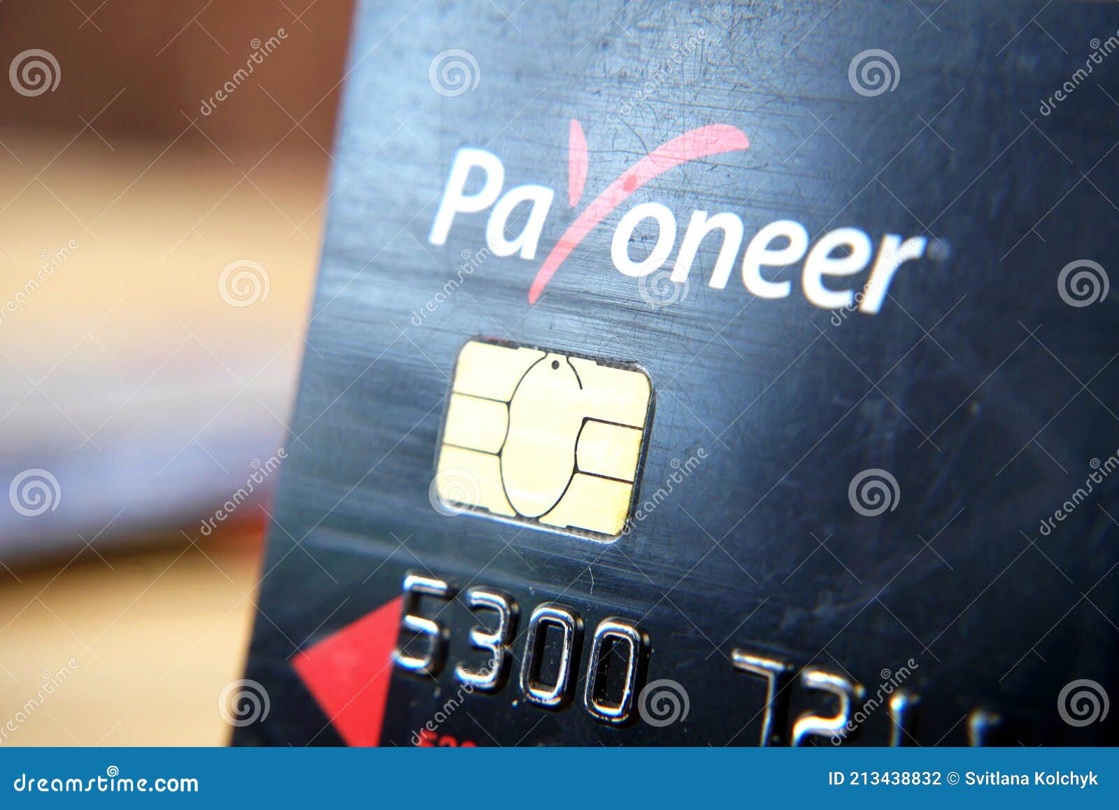 Prepaid Payment Card Payoneer Background, Closeup Editorial Photography ...