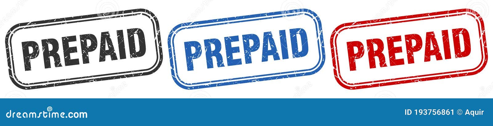 Prepaid Square Isolated Sign Set. Prepaid Stamp Stock Vector ...