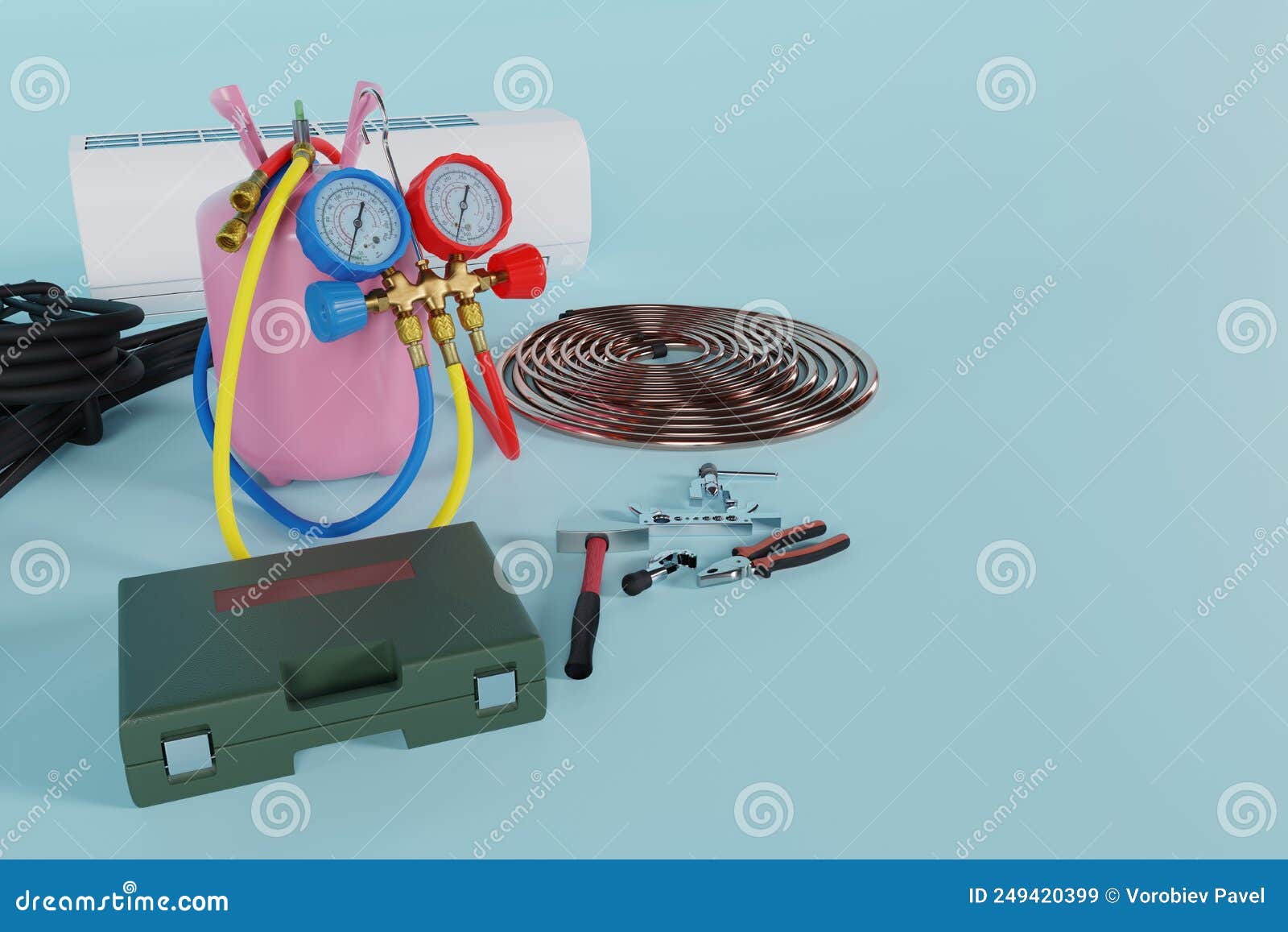 Preparation for Air Conditioning Installation 3d Stock Image - Image of ...
