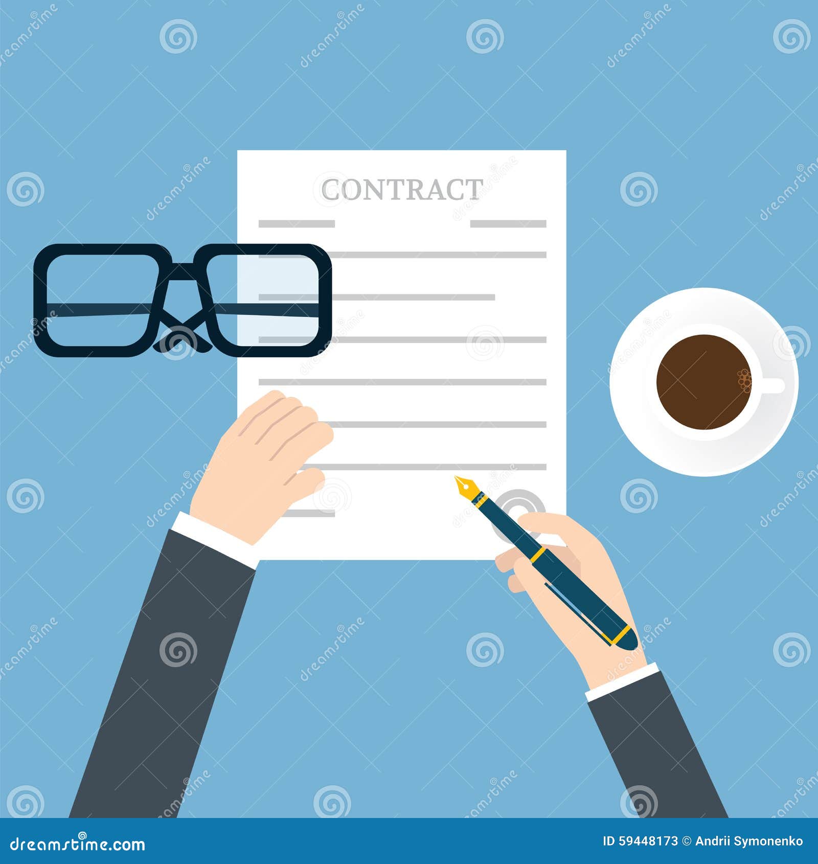 Preparation Business Contract. Vector Illustration Stock Vector ...