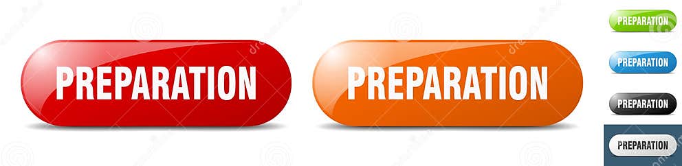 Preparation Button. Key. Sign. Push Button Set Stock Vector ...