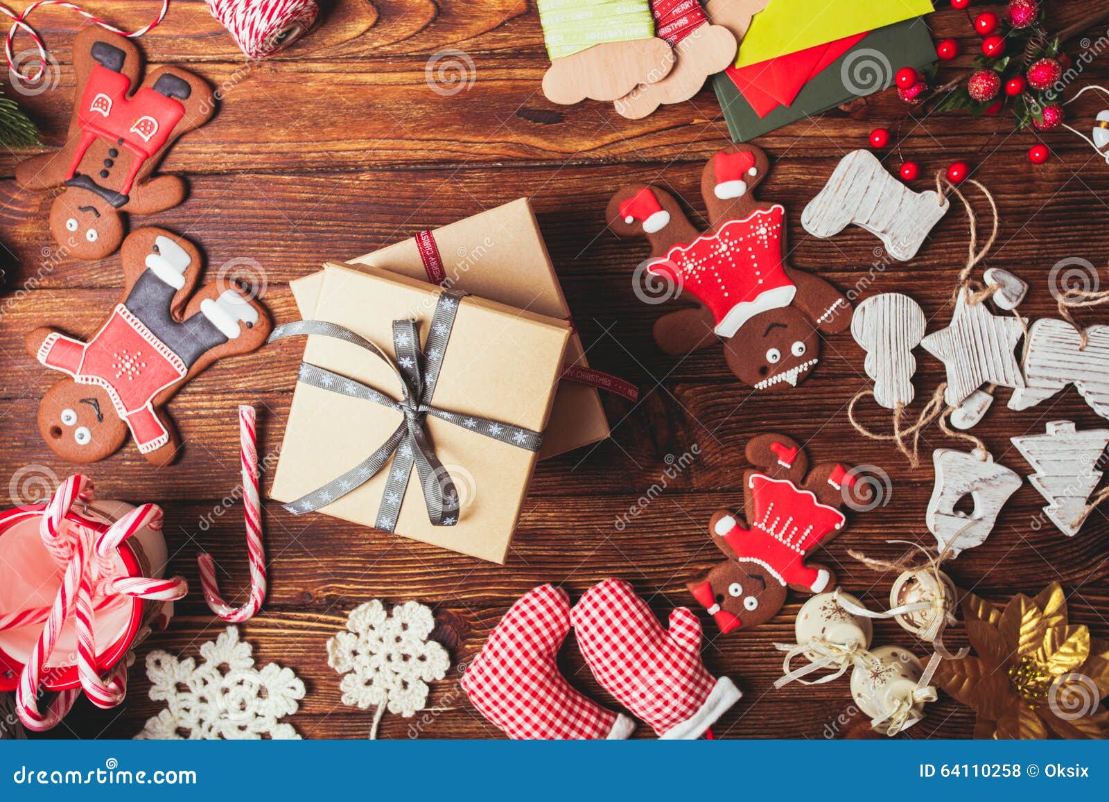 Preparation a Christmas Gift Box Stock Photo - Image of board, macro ...