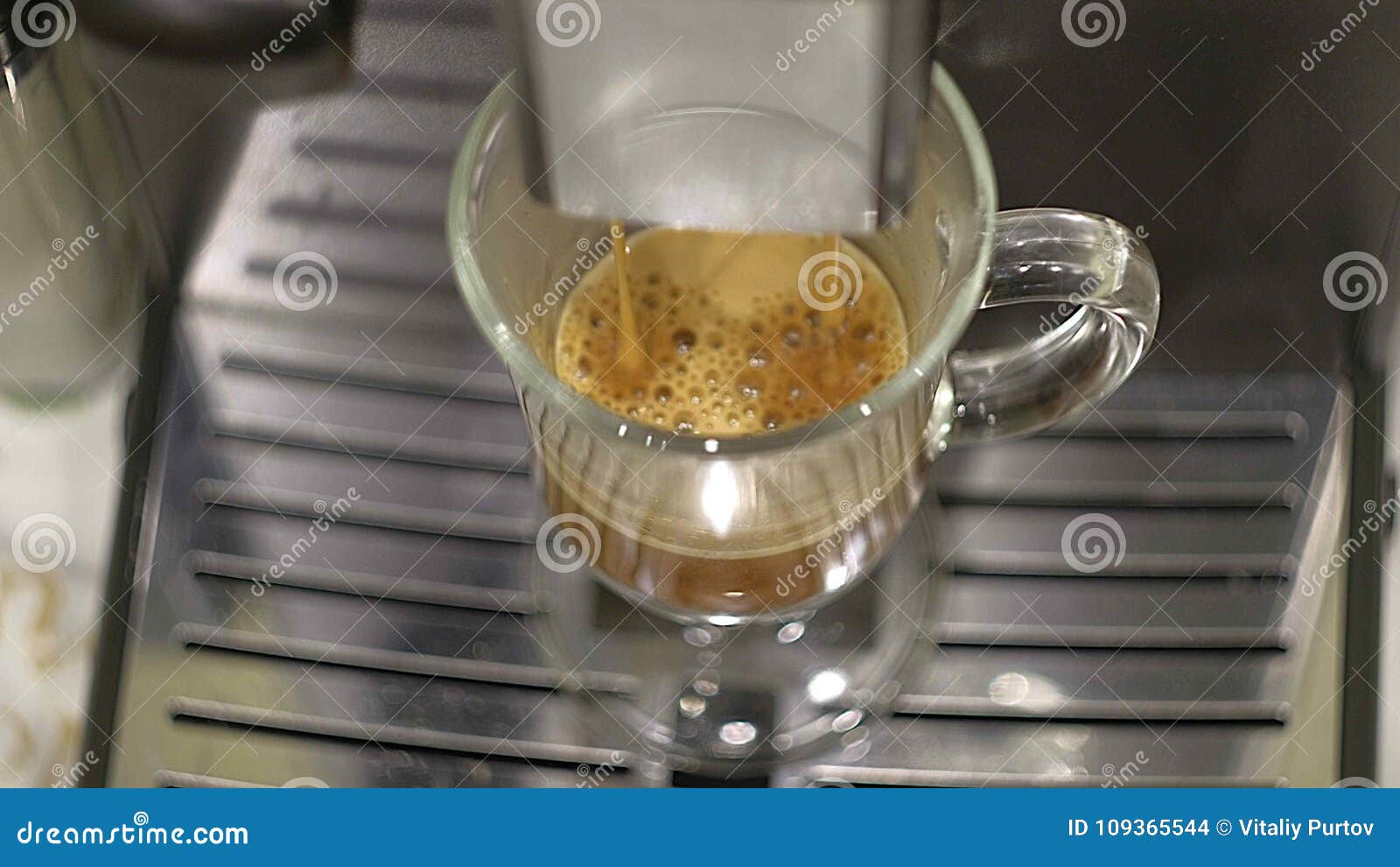 Preparation of Coffee in the Coffee Machine Espresso, Close Up. Fresh ...