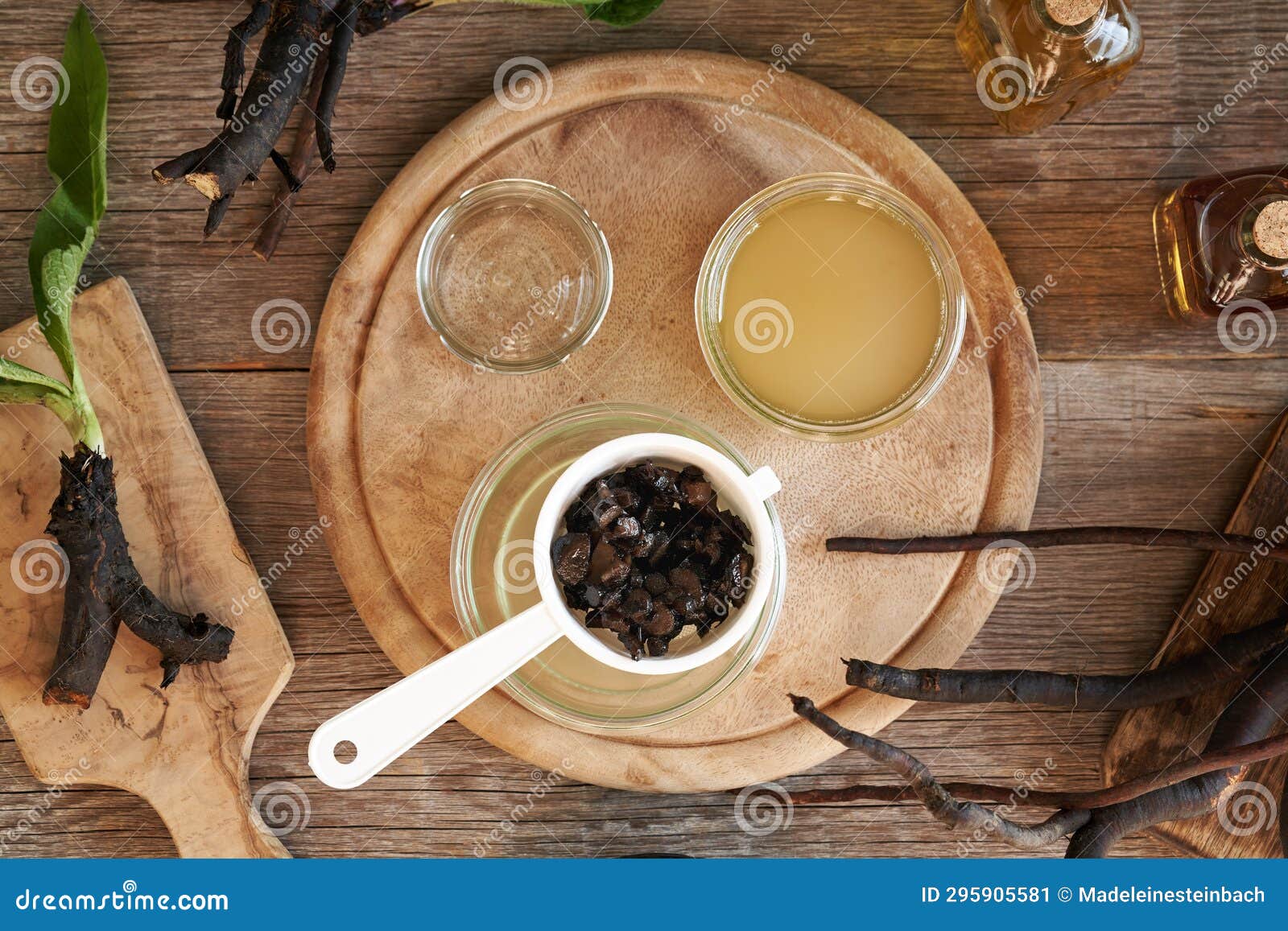 Preparation of Comfrey Root Ointment - Straining through a Sieve Stock ...