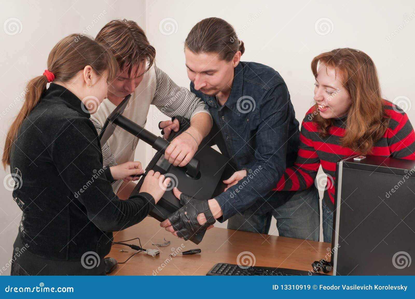 Preparation of the Computer for Operation. Stock Image - Image of ...