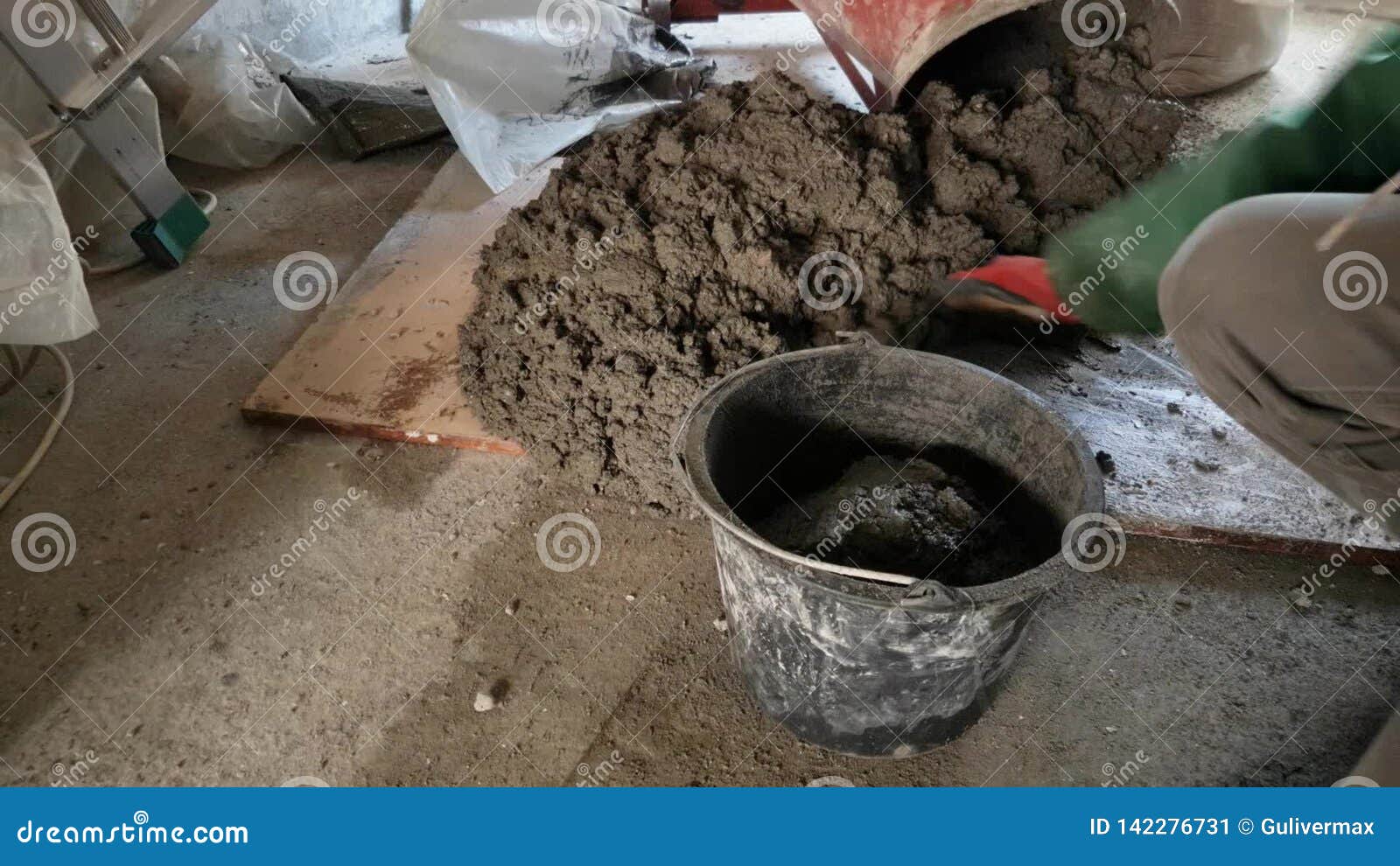 Preparation of Concrete Mortar by Hand Stock Video - Video of cement ...