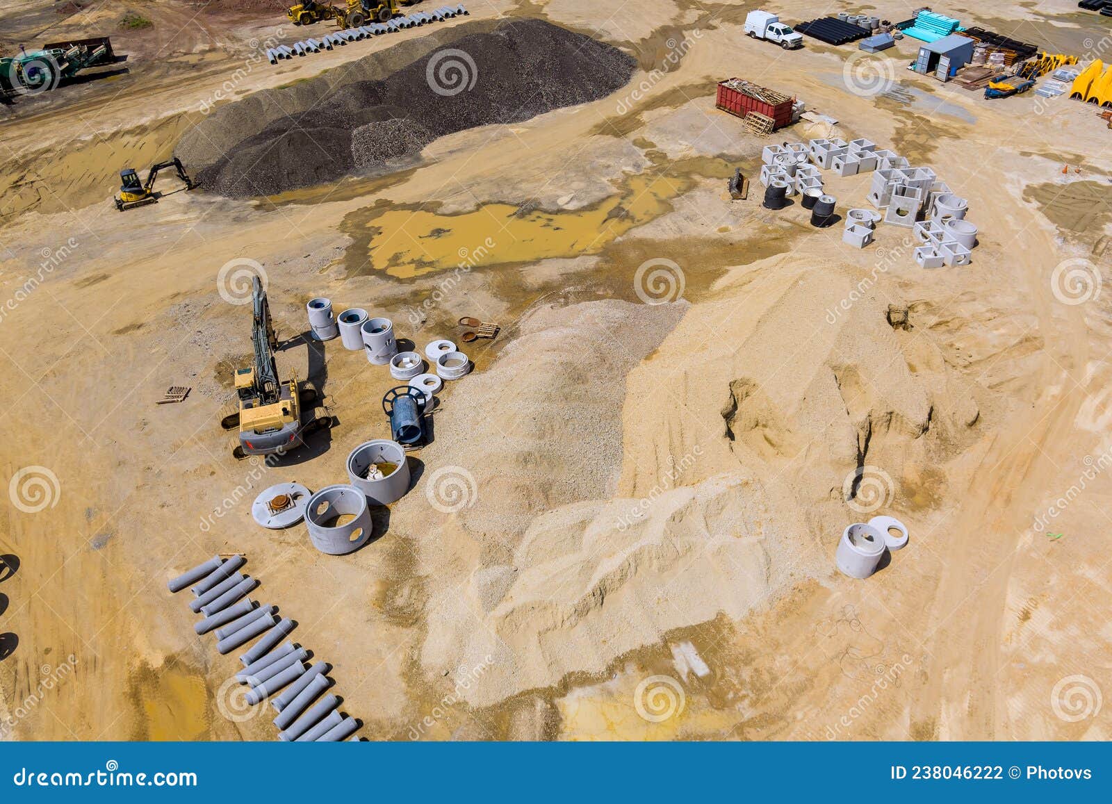 Preparation Construction Site for Concrete Sewer Piles on a Stacking ...