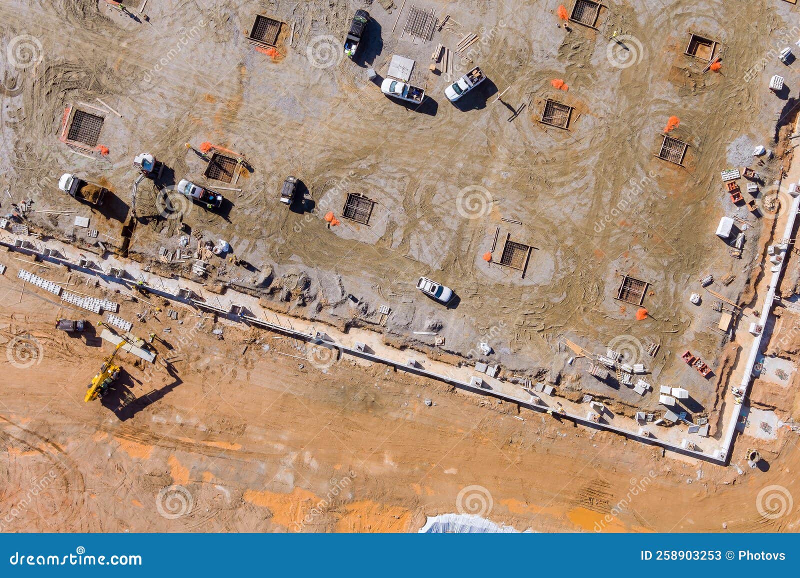 In Preparation Construction Site To Concrete Foundation Pouring To ...