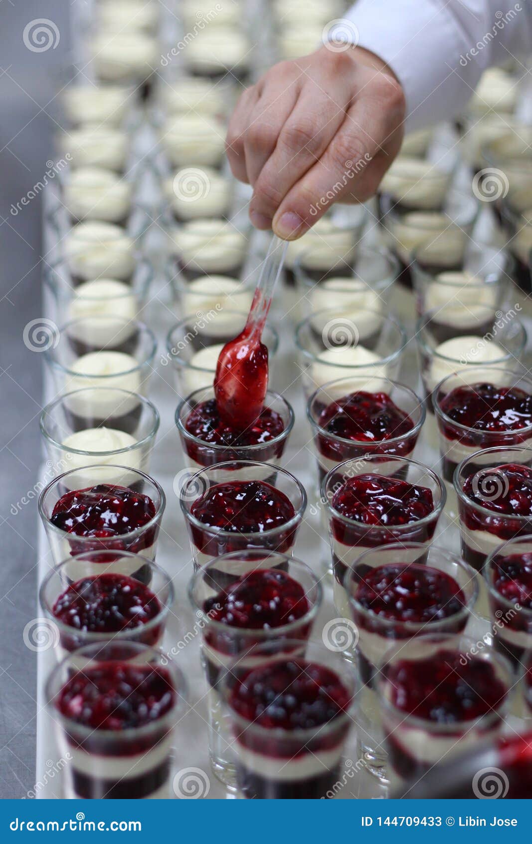 Preparation Dessert in Kitchen Stock Image - Image of hands, dish ...