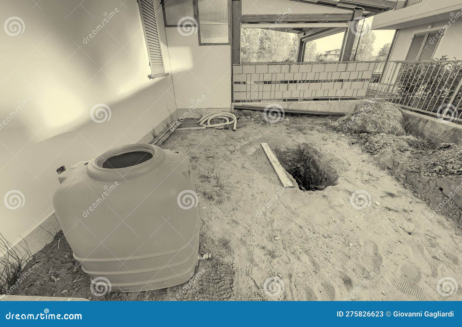 Preparation for Digging a Well Outside the House. Tools for Outdoor ...