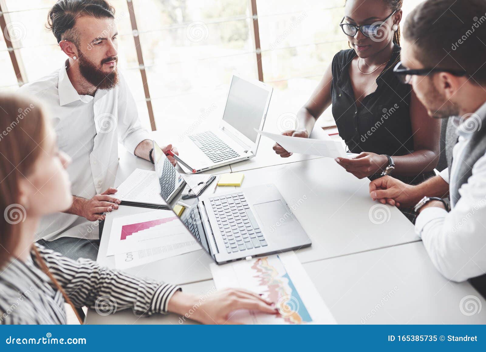 Preparation of Documents. Team Workers Have Meeting and Talking about ...