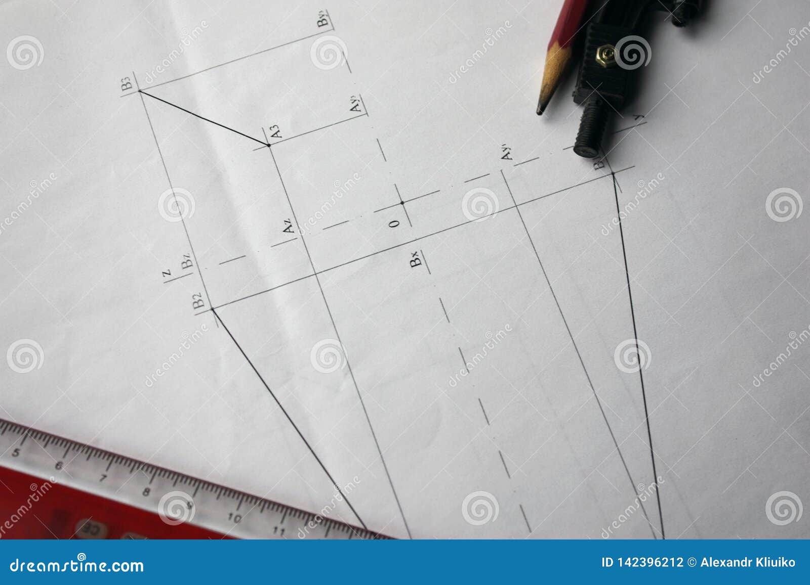 Preparation For Drafting Documents, Drawings, Tools And Diagrams On The ...