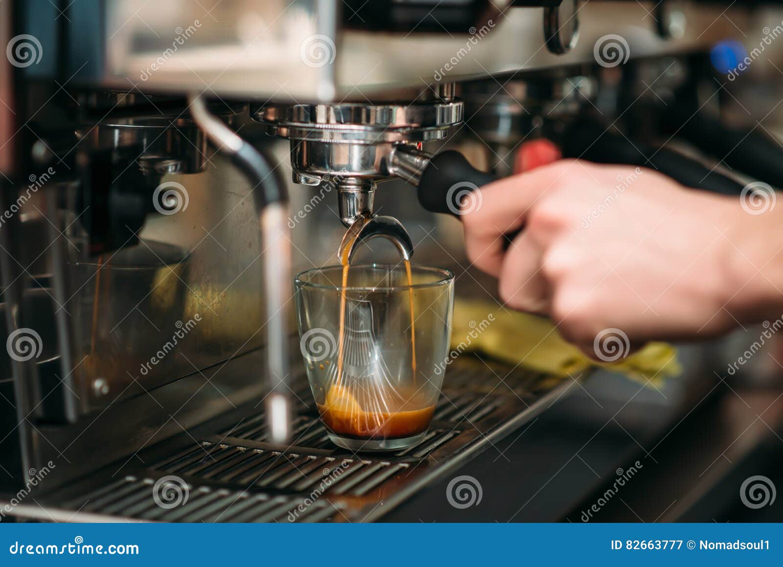 Preparation of Drink in the Coffee Machine. Stock Image - Image of ...