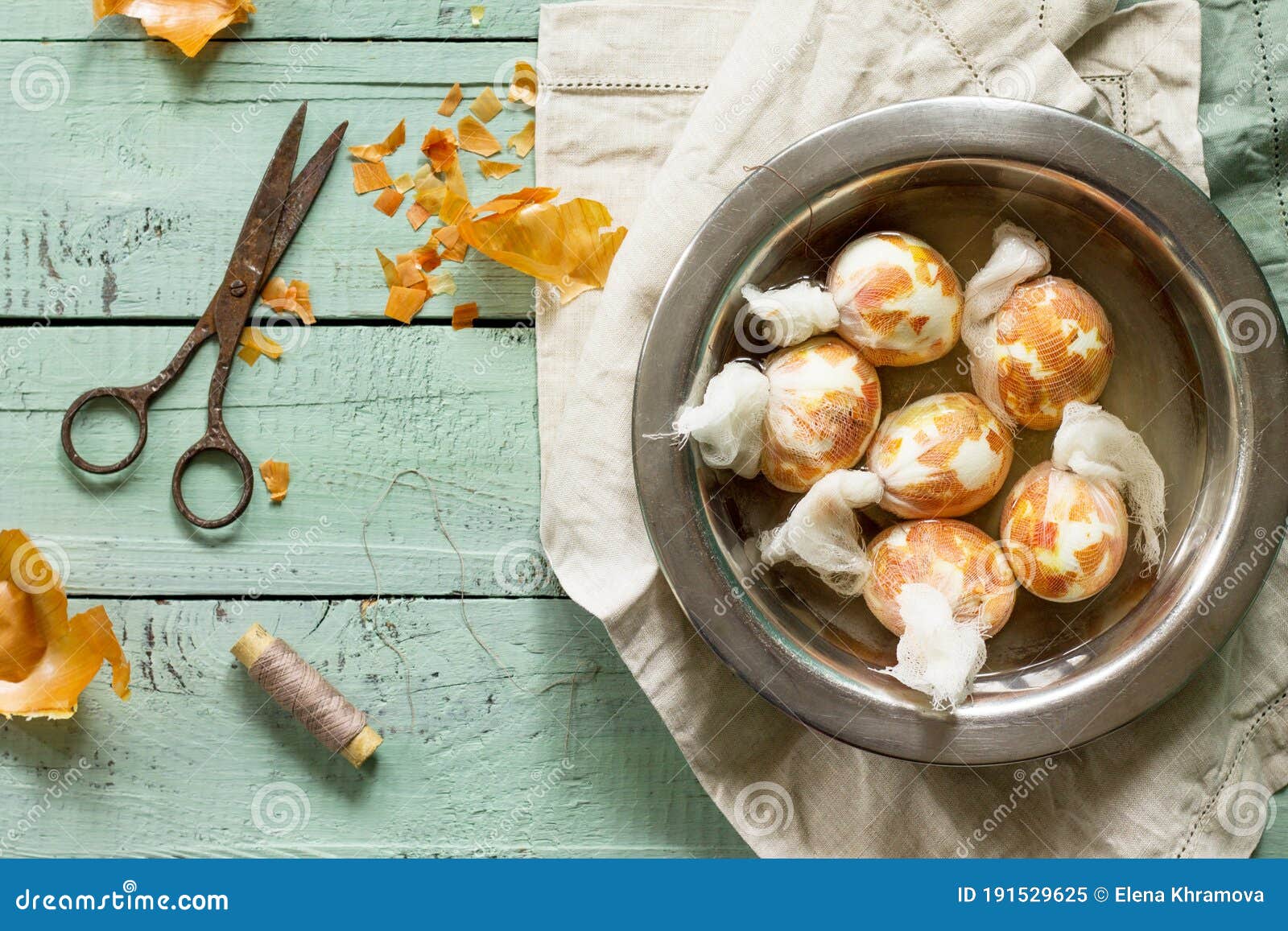 Preparation of Easter Eggs for Dying with Onion Peels Stock Image ...