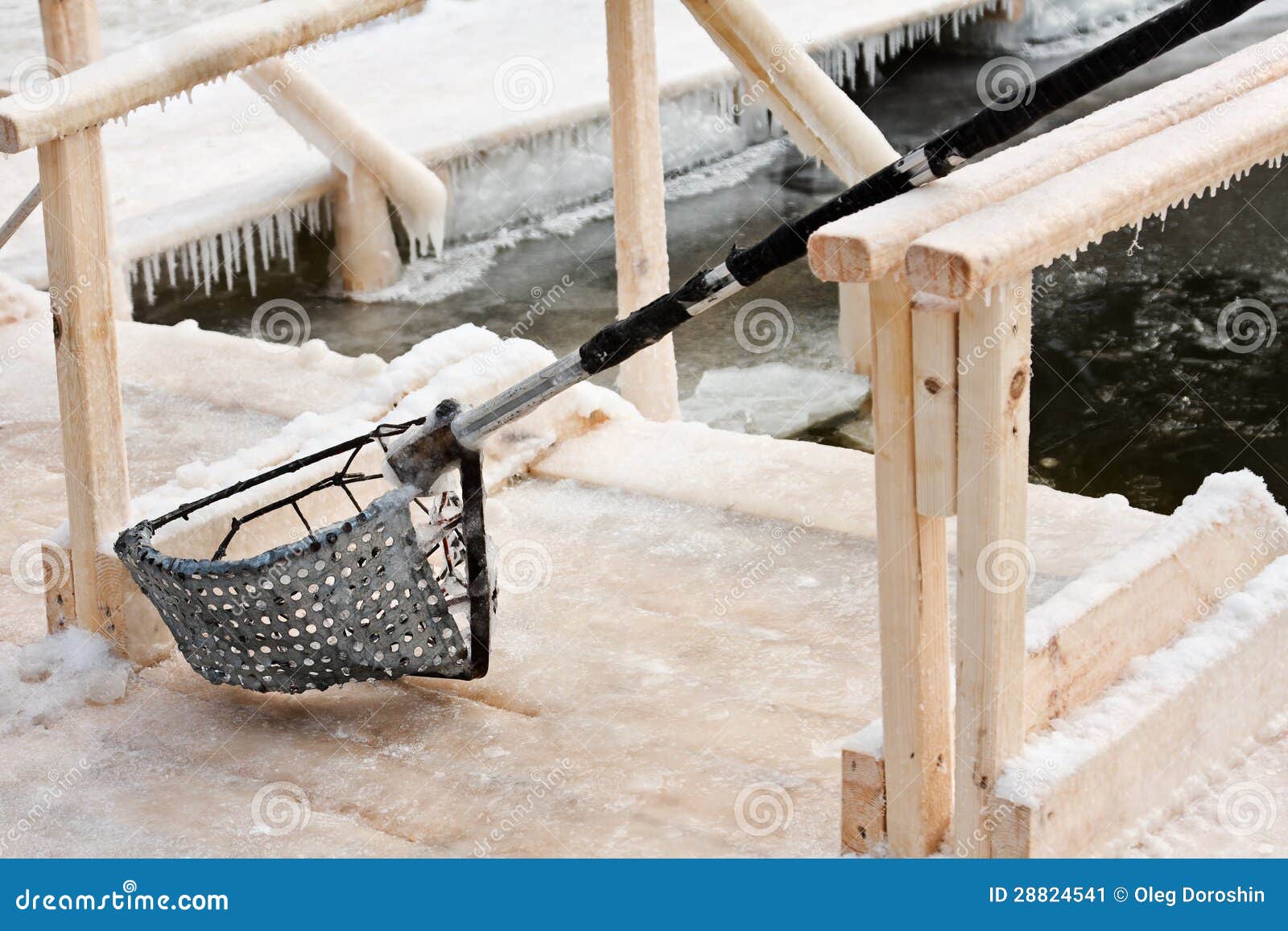 Preparation for Epiphany Bathing Hole Stock Image - Image of freeze ...