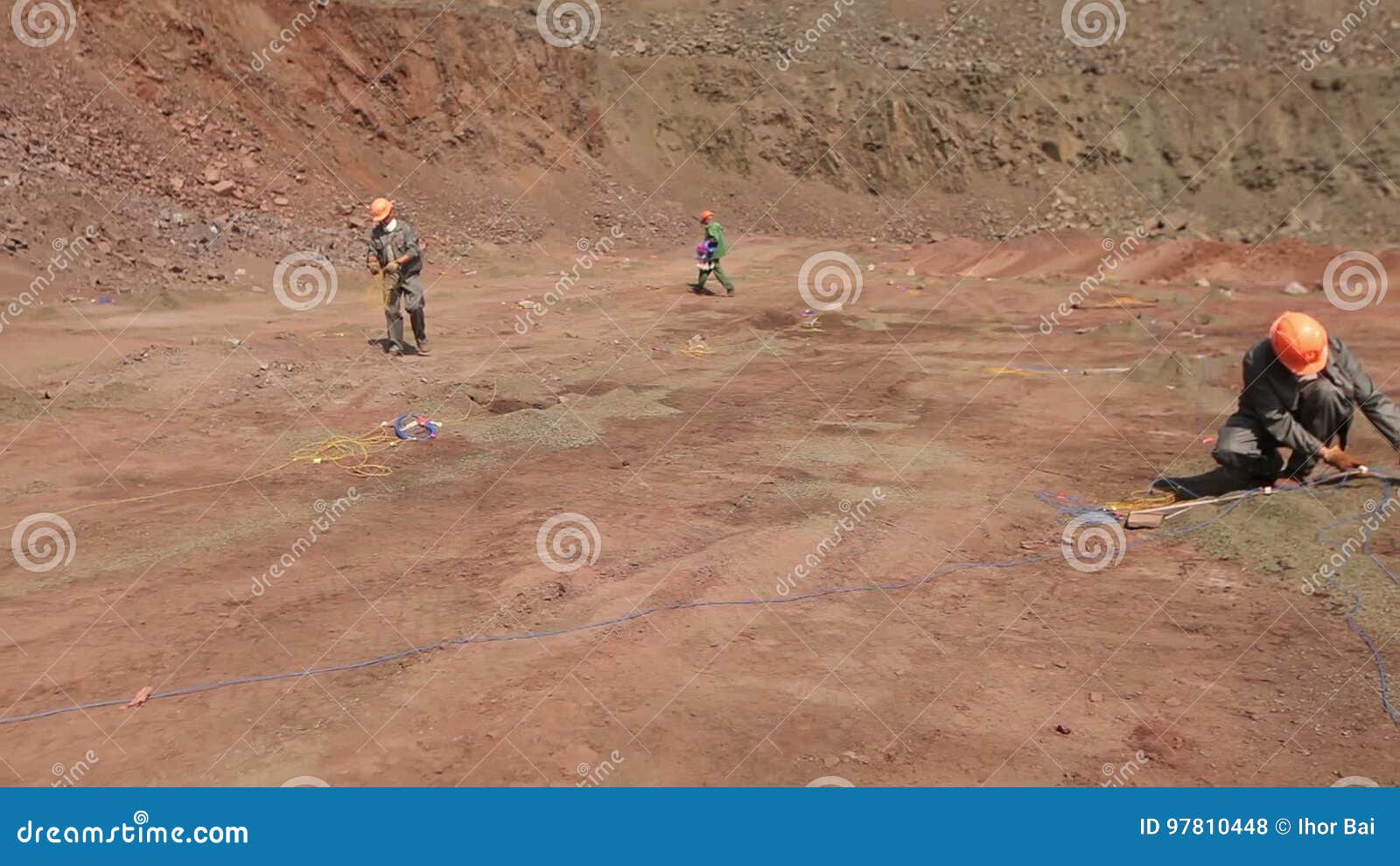 Preparation of an Explosion in the Quarry, Workers are Preparing ...