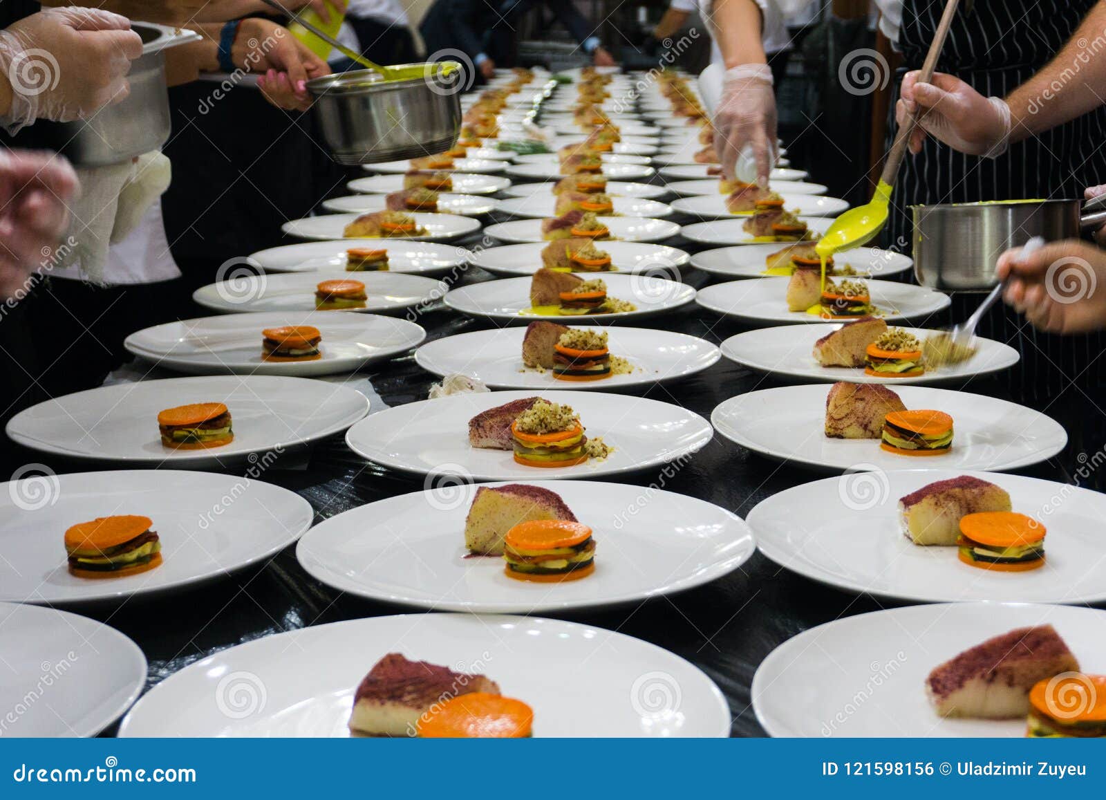 Preparation of a Festive Dinner in the Restaurant Stock Photo - Image ...